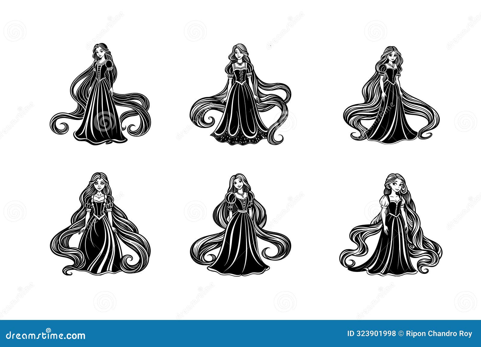Rapunzel Full Lengt Icon File Stock Illustration - Illustration of ...