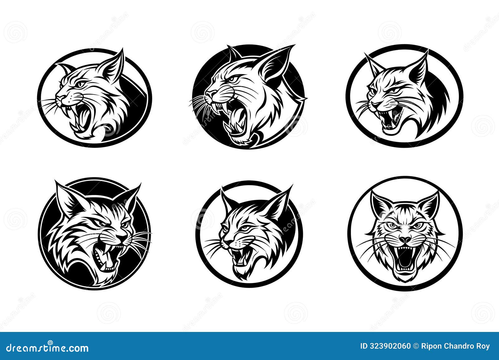 Bobcat Logo Vector Outline Silhouette Art Icon | CartoonDealer.com ...