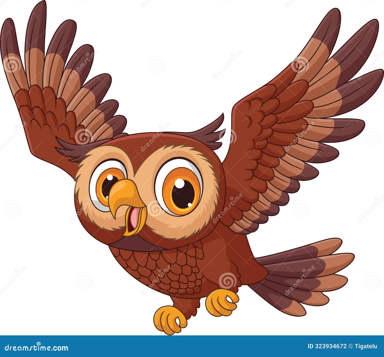 Illustration of Cartoon Brown Owl Flying Stock Vector - Illustration of ...