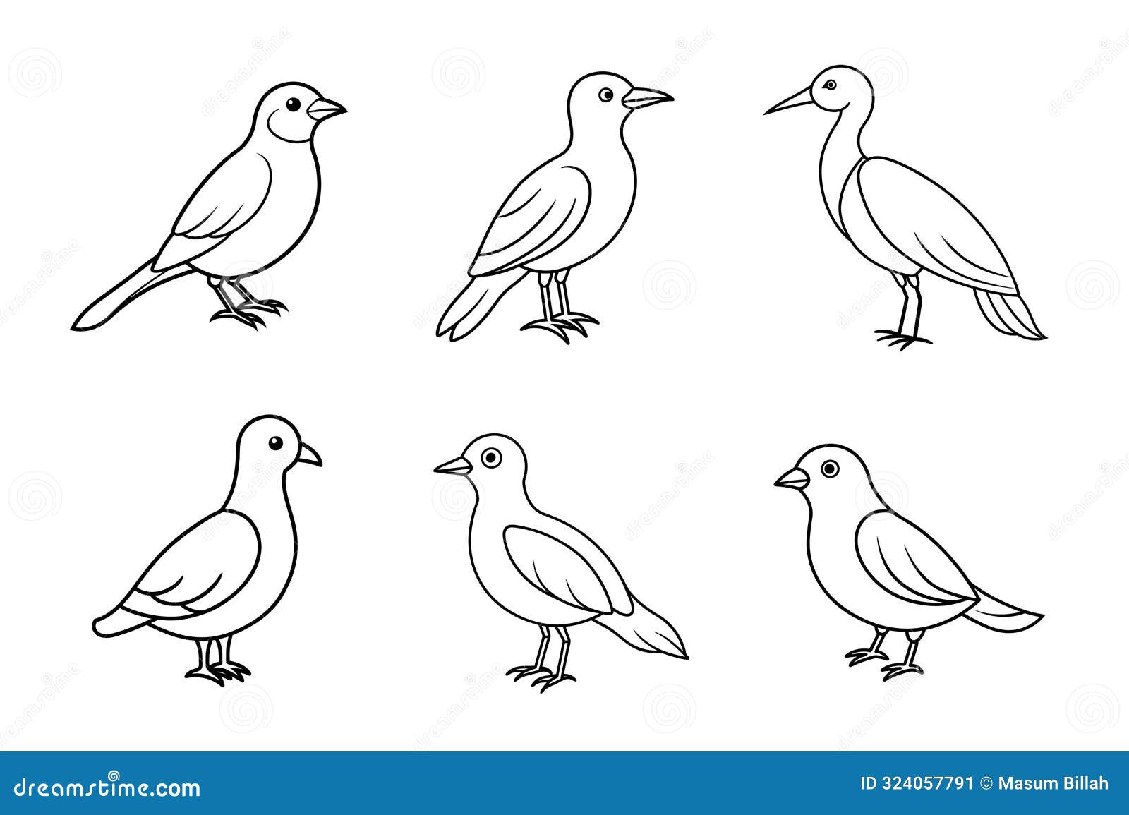 Birds Line Art Illustration Stock Illustration - Illustration of birds ...