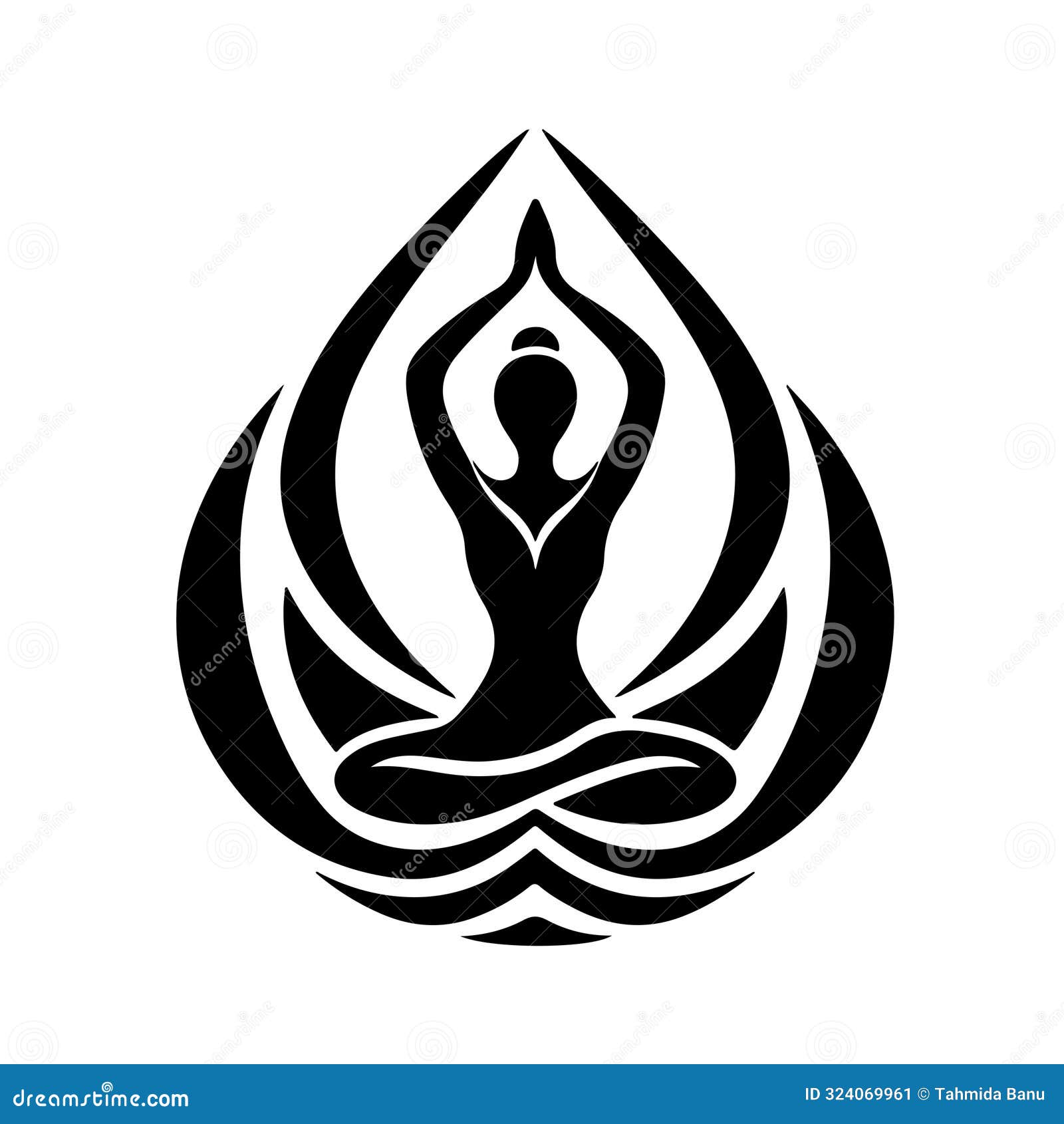 Illustration of Silhouette of Yoga Lotus Position Icon Vector Art Stock ...