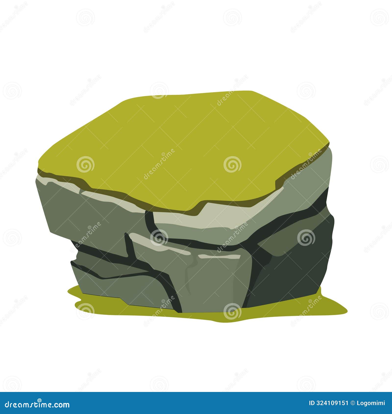 Moss Rock Vector Illustration, Mossy Rock Image, Lichen Rock Stone ...