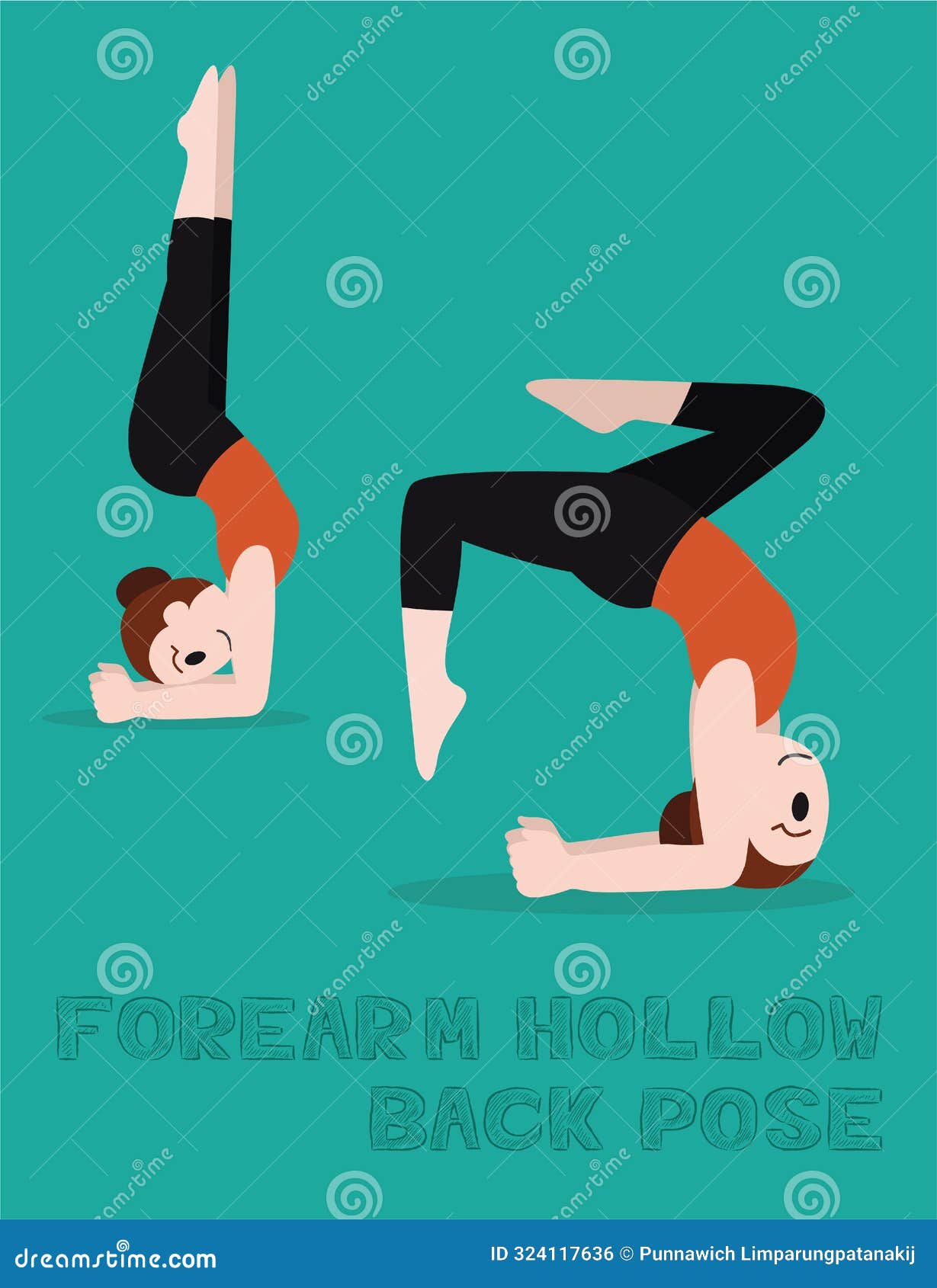 Yoga Forearm Hollow Back Pose Pincha Mayurasana Cartoon Vector Illustration Stock Illustration ...