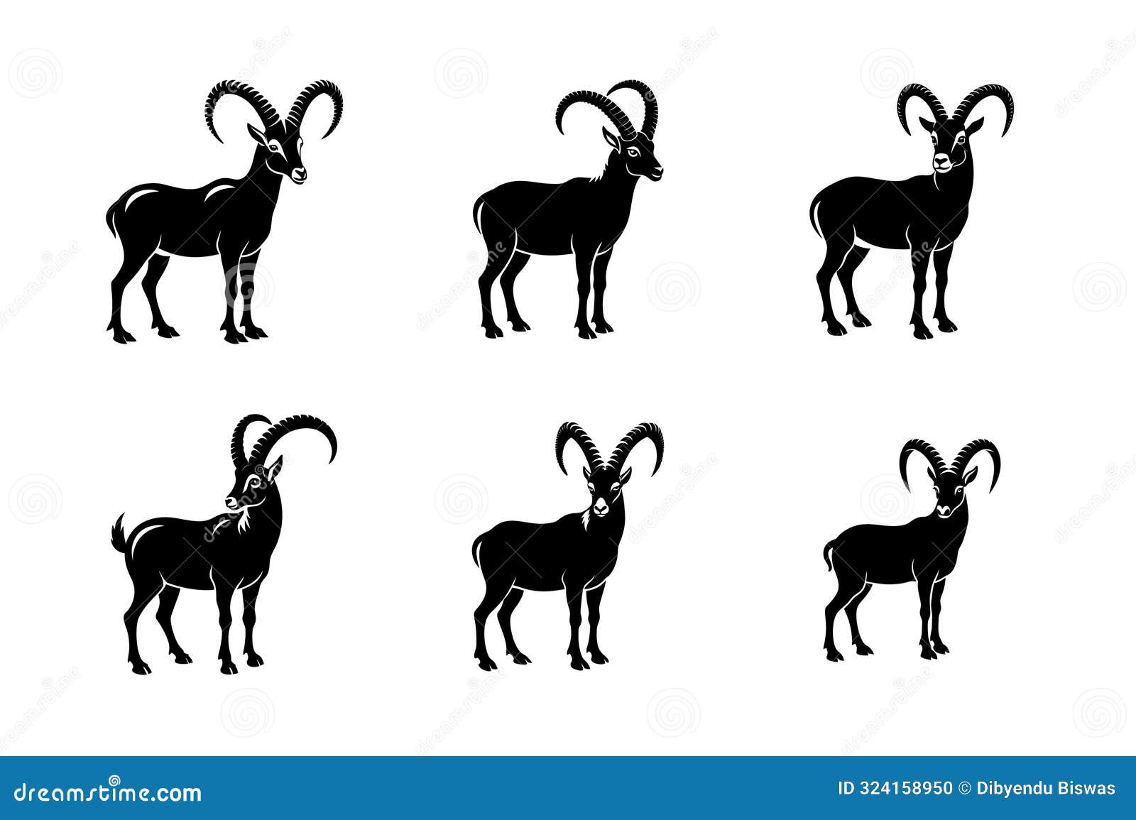 Alpine Ibex Black Silhouette Vector Illustration Stock Vector ...