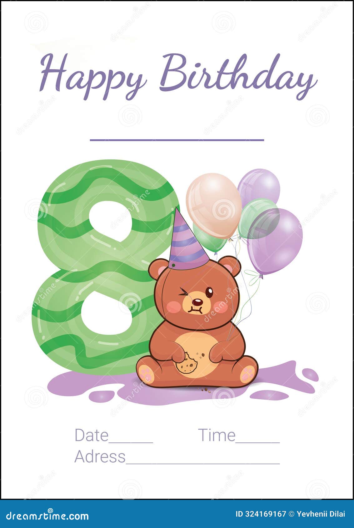Happy 8st Birthday. Baby Shower and Kids Birthday. Stock Illustration ...