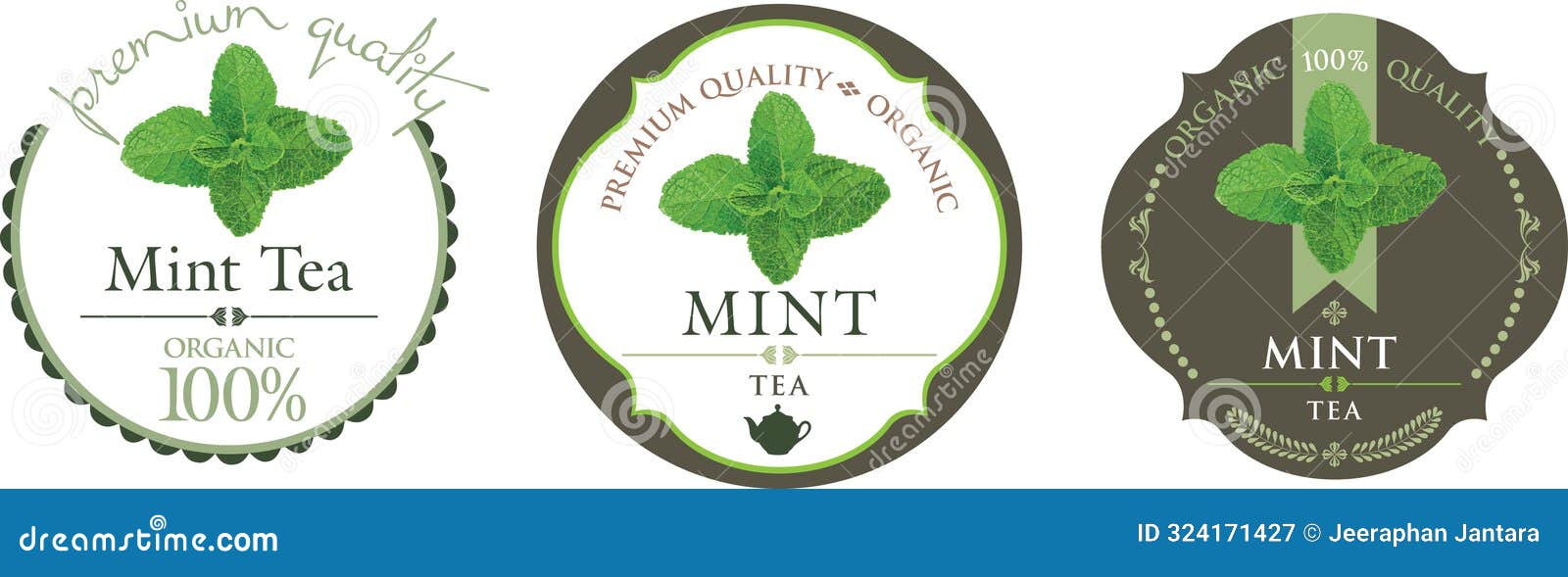 Vector of Packaging Herbal Mint Tea, Label Design. Stock Image - Image ...