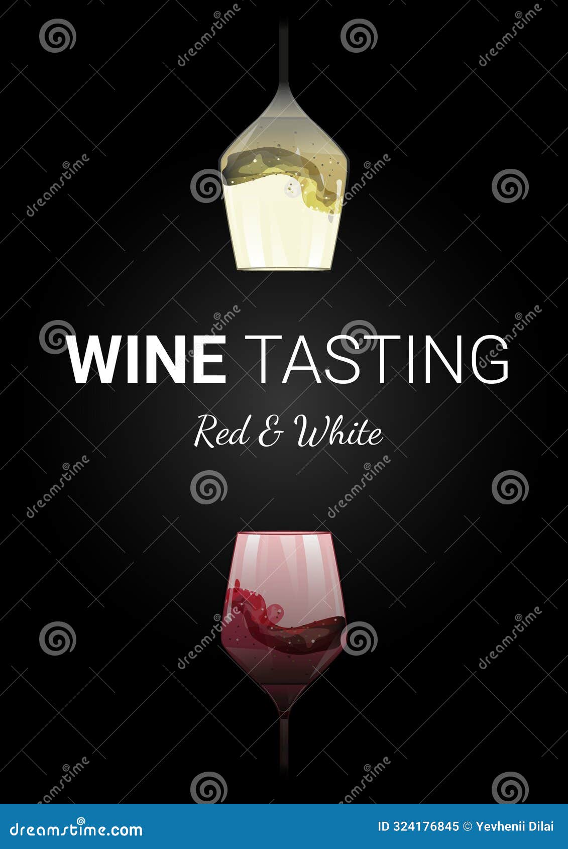 Wine Tasting Menu Cover. Design Template with Red and White Wine Glass ...