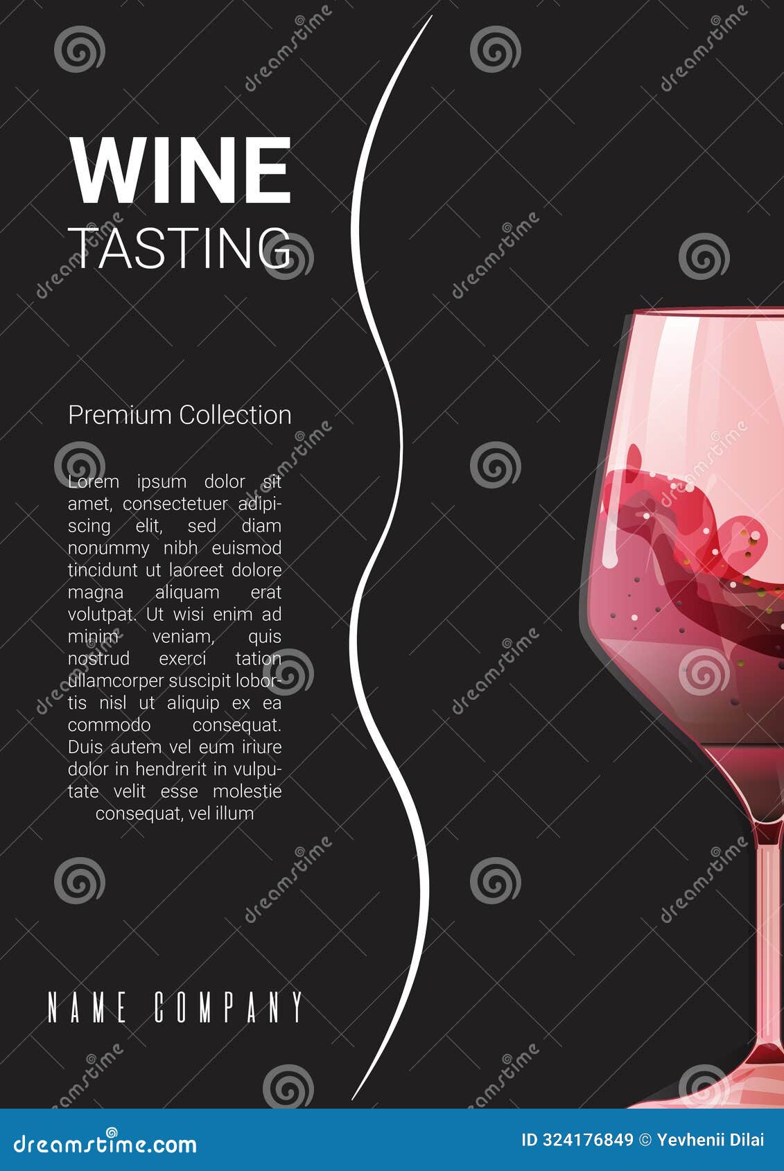 Wine List Design Template with Glass of Wine. Stock Vector ...
