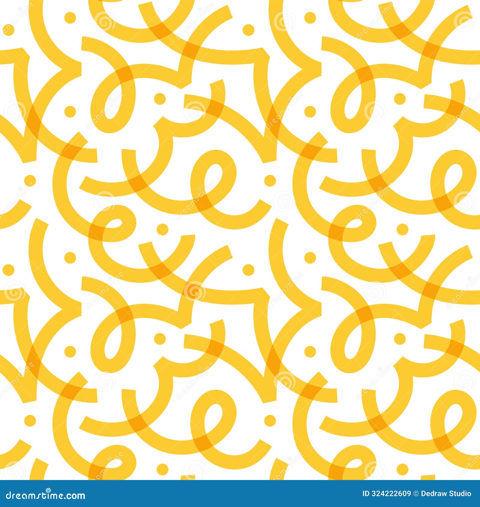Fun Yellow Color Line Doodle Seamless Pattern Stock Vector ...
