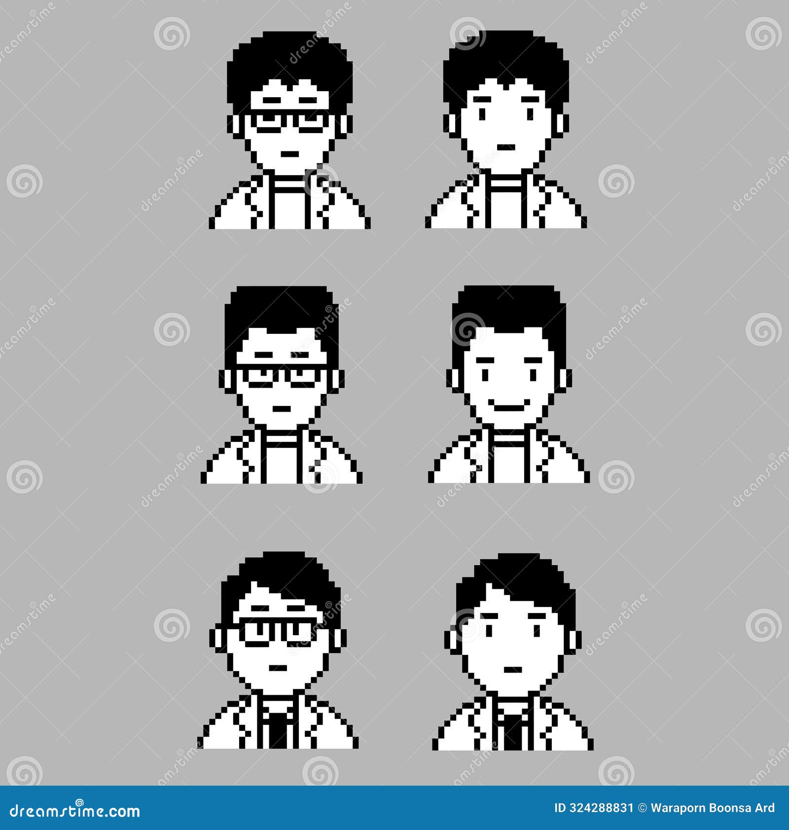 Male Pixel Art Character Logo Icon Vector. Pixel Art Cartoon. Stock ...