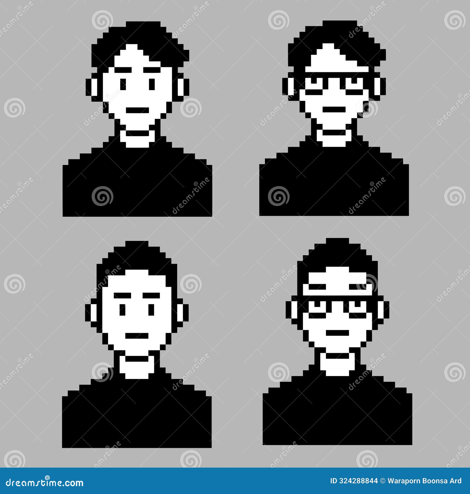 Male Pixel Art Character Logo Icon Vector. Pixel Art Cartoon. Stock ...