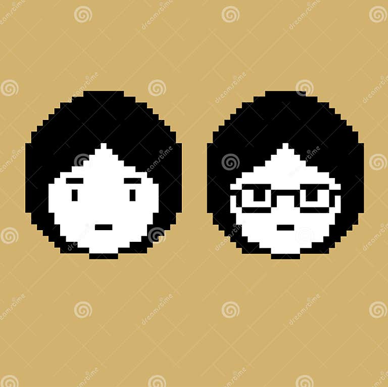 Female Pixel Art Character Logo Icon Vector. Pixel Art Cartoon. Stock ...