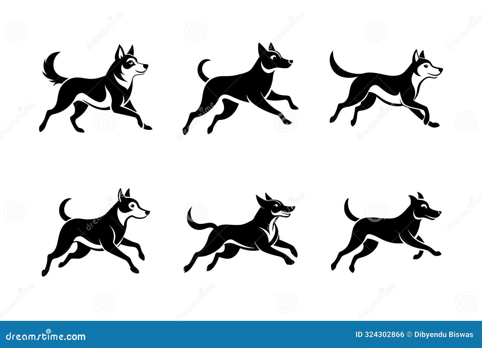 DOG RUNNING Black Silhouette Vector Illustration Stock Vector ...