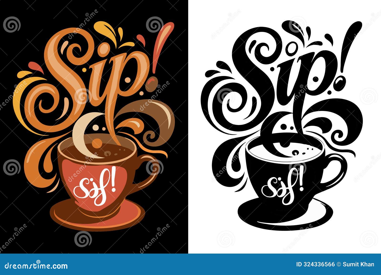 Stylish Sip Sip Typography T-Shirts: Modern Fashion Stock Vector ...