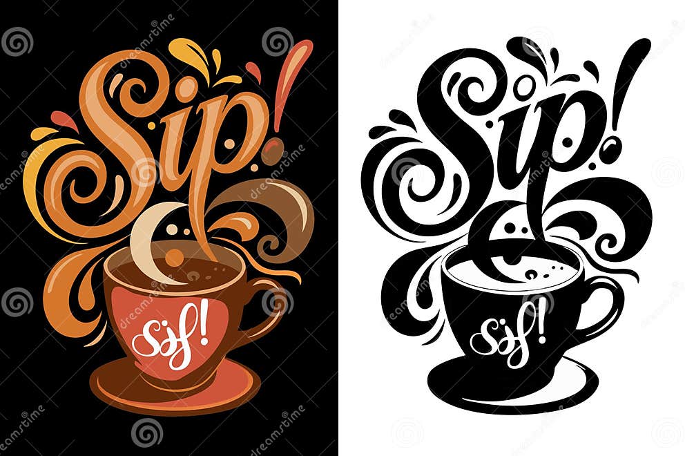 Stylish Sip Sip Typography T-Shirts: Modern Fashion Stock Vector ...