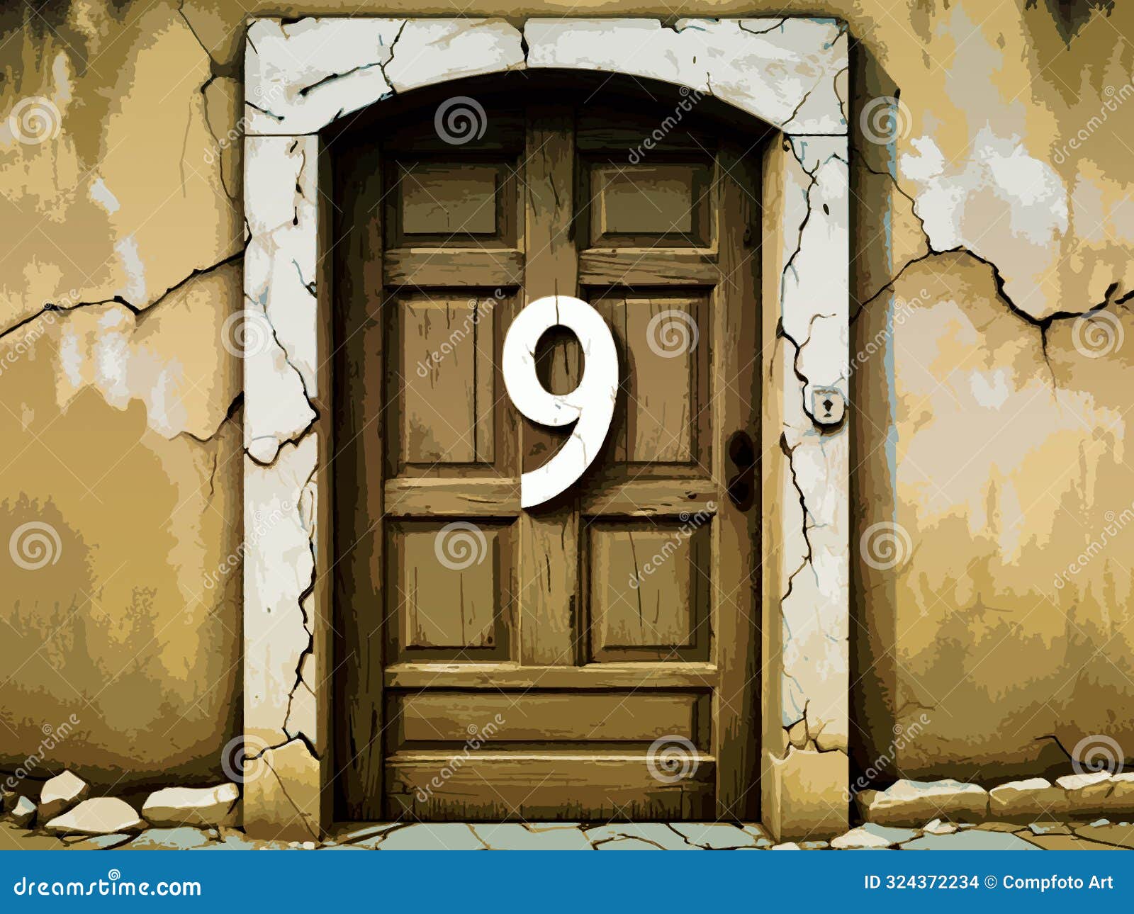 The Secret Behind Door Number 9 Stock Illustration - Illustration of ...