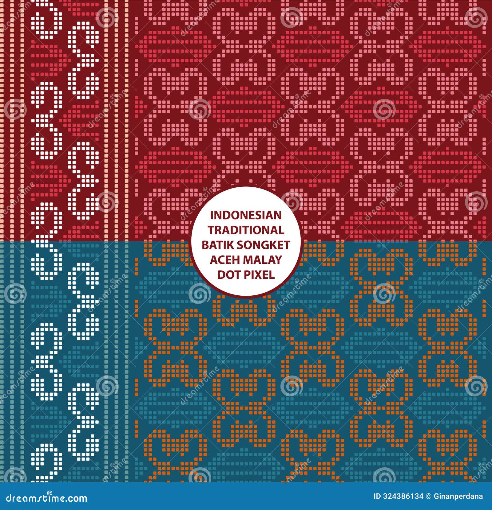 Indonesian Traditional Batik Songket Aceh Malay Dot Pixel Stock Illustration - Illustration of ...
