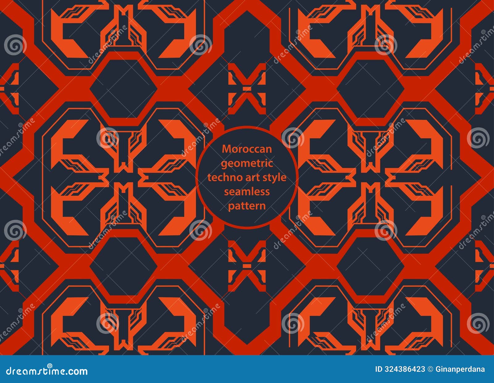 Moroccan Geometric Techno Art Style Seamless Pattern Stock Illustration ...