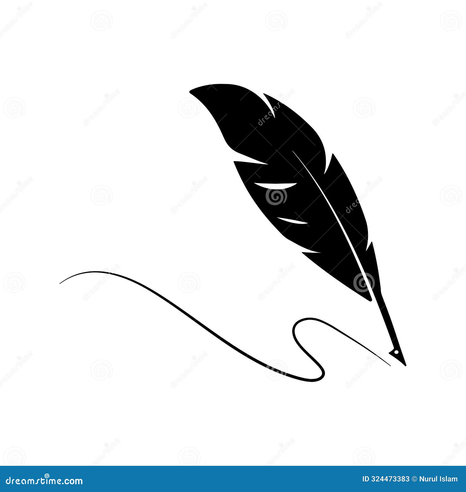 Feather Pen Ink Signature Symbol: Abstract Signature Feather Pen Logo ...