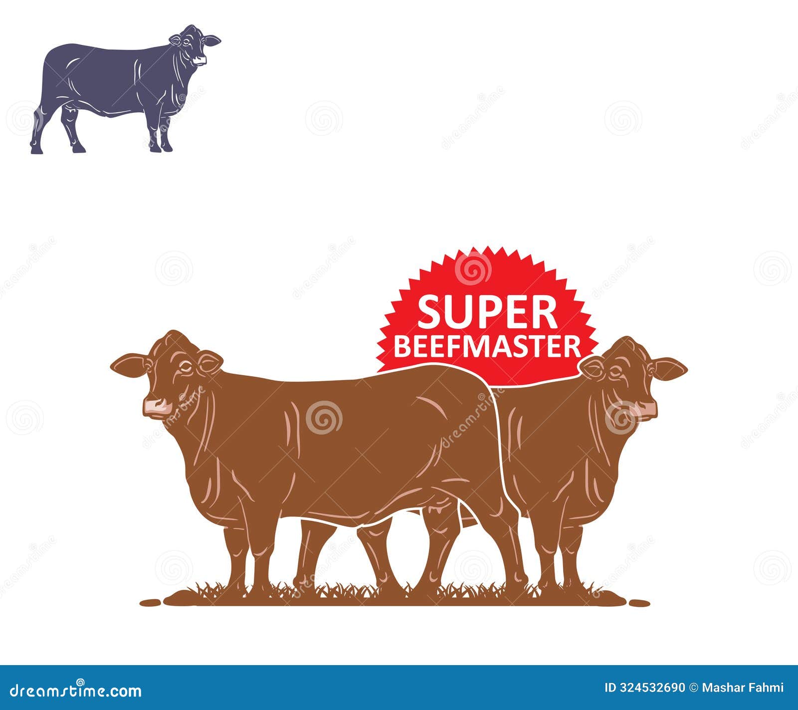 Brown Super Beefmaster Cattle Standing Stock Vector - Illustration of ...