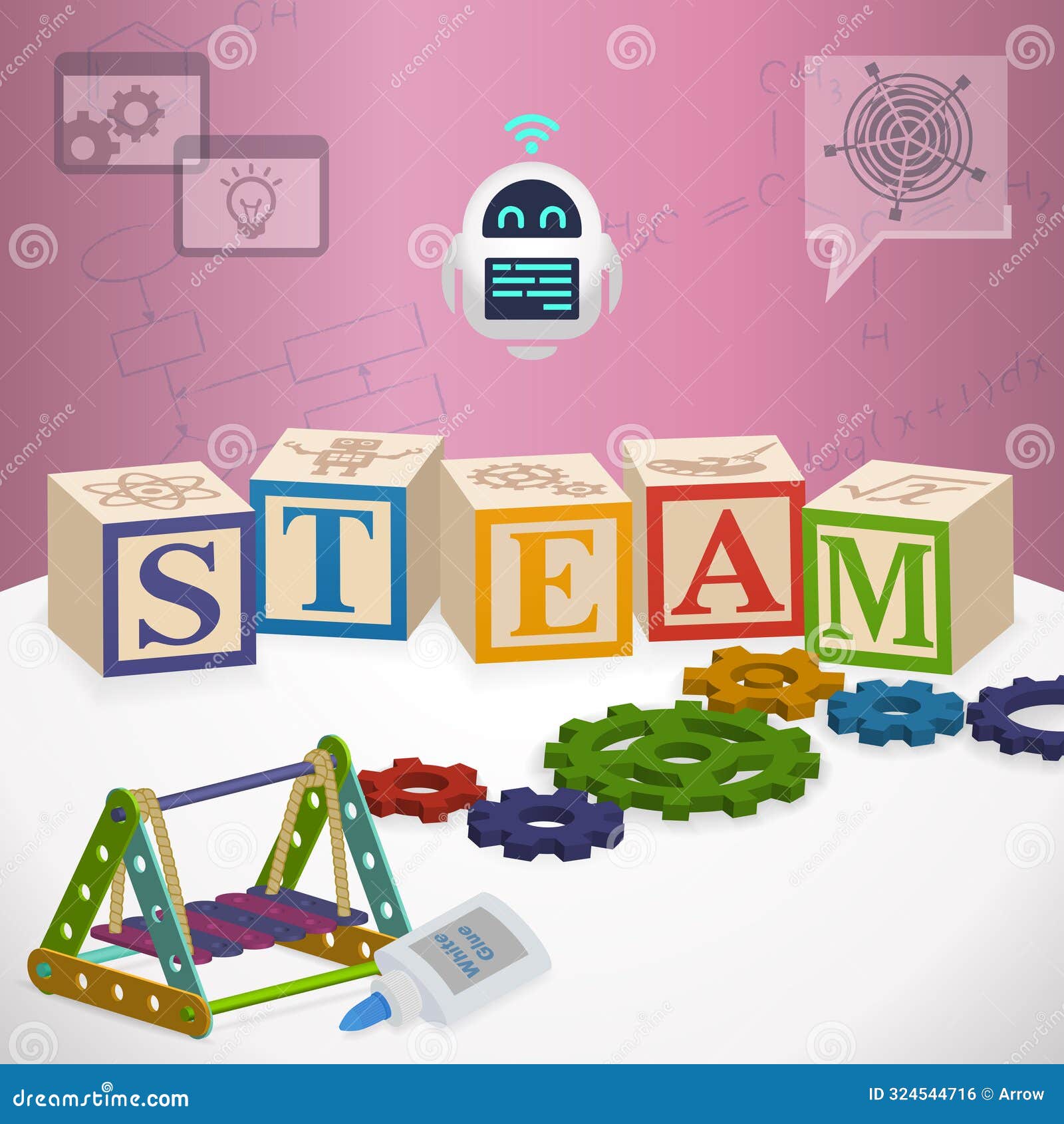 Steam Education Concept. a Robot Tutor Teaching Science Technology ...