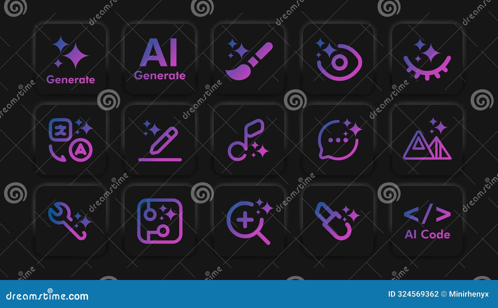 Generative AI Button Set Neumorphic Design Stock Vector - Illustration ...