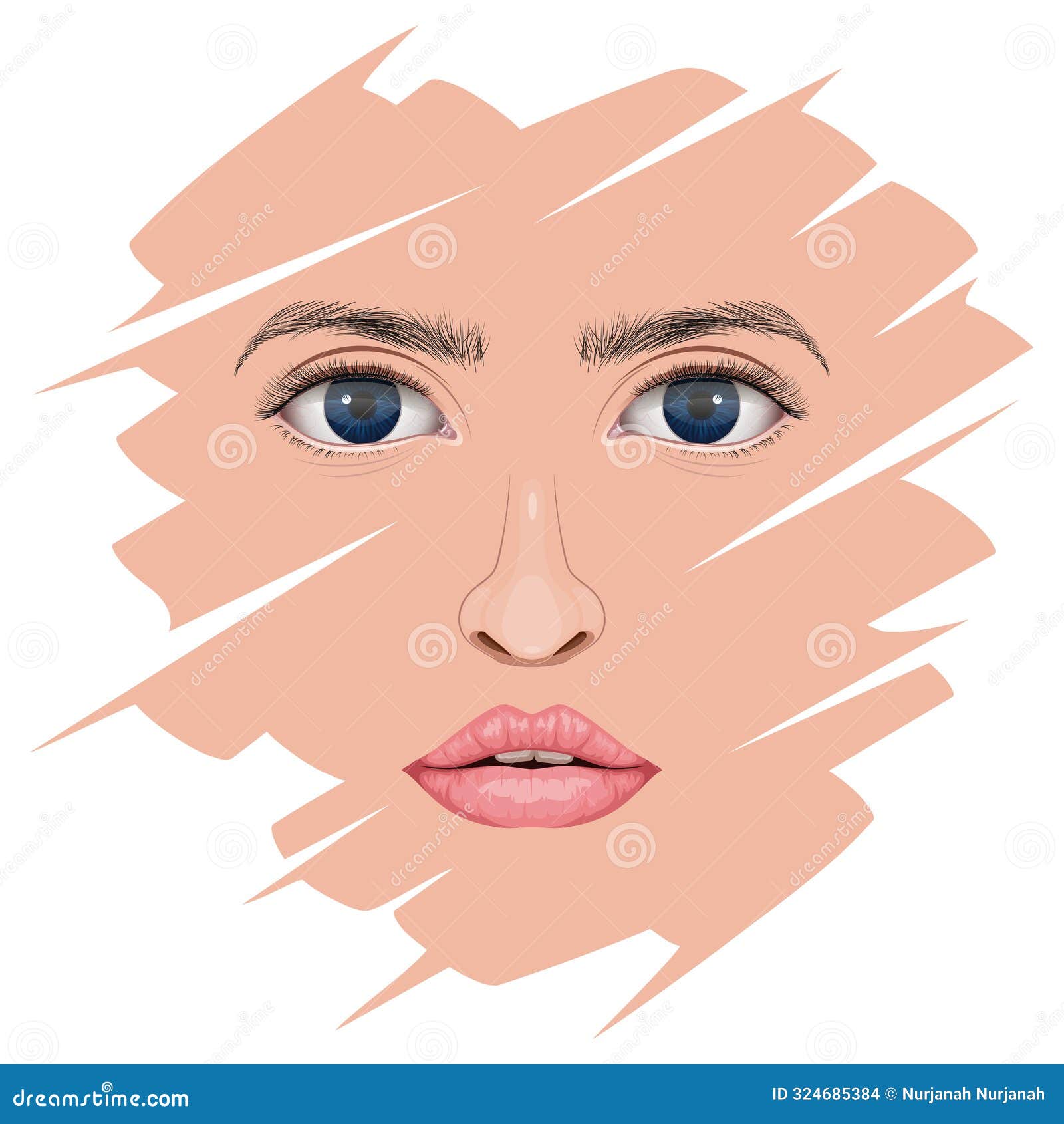 Woman S Face with Smudged Makeup. Stock Illustration - Illustration of ...