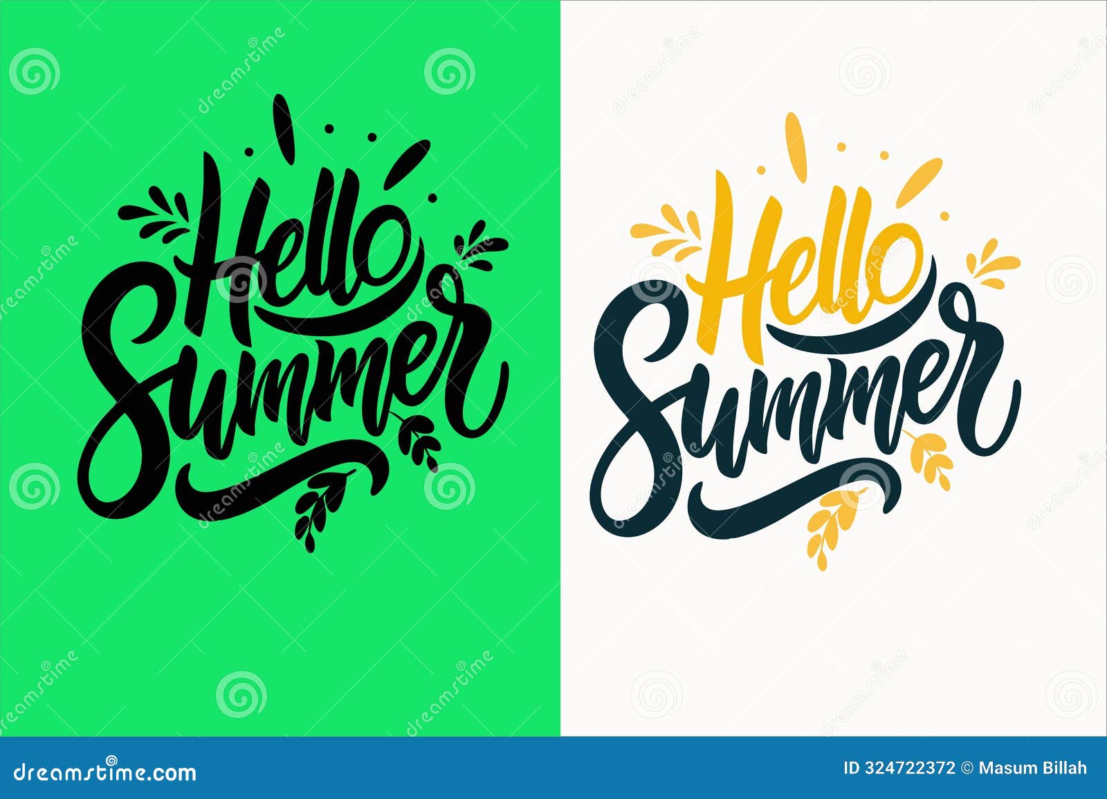 Hello Summer Typography Design Stock Illustration - Illustration of ...
