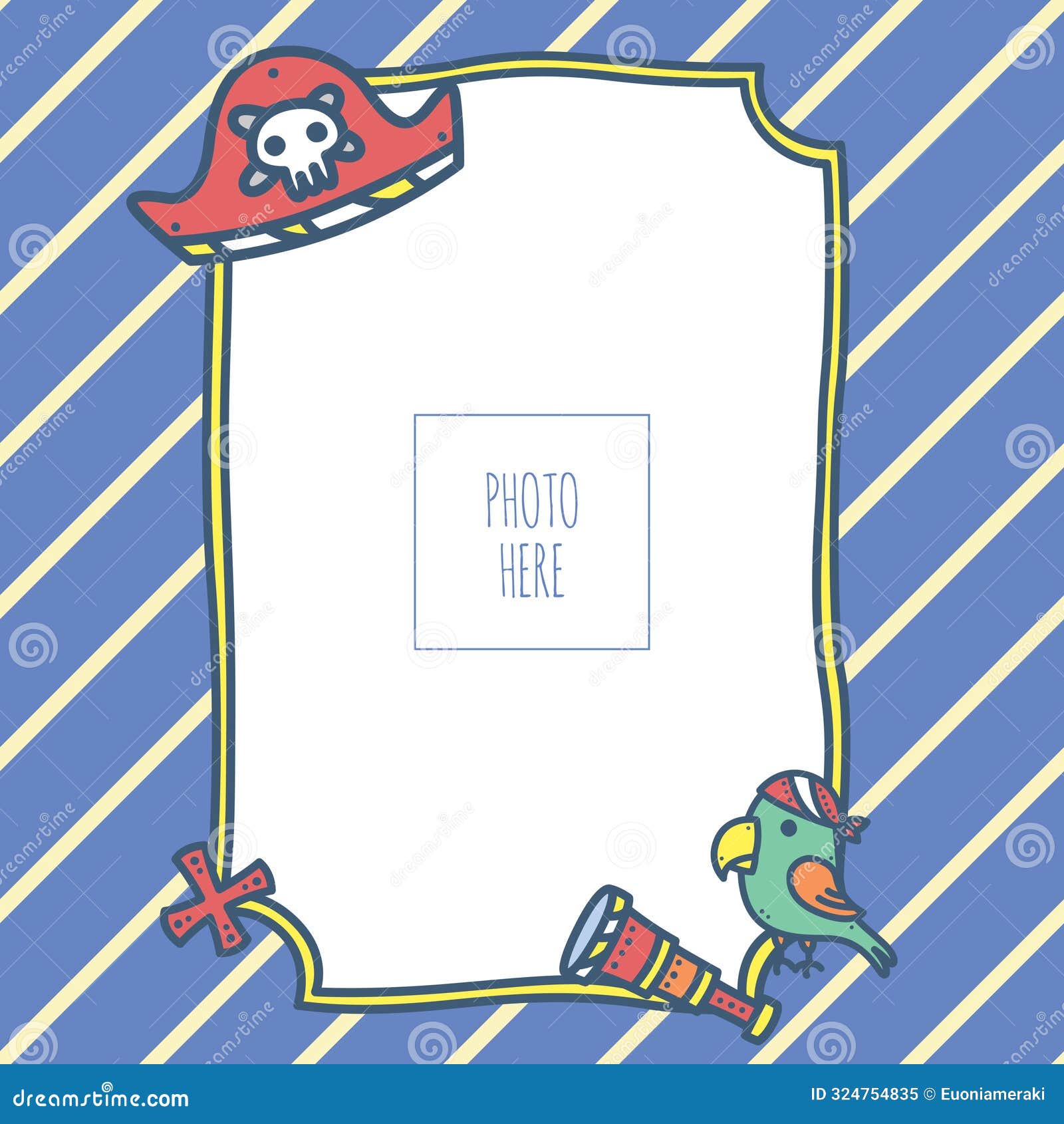 Captain Ahoy Photo Frame Template Background Stock Illustration ...