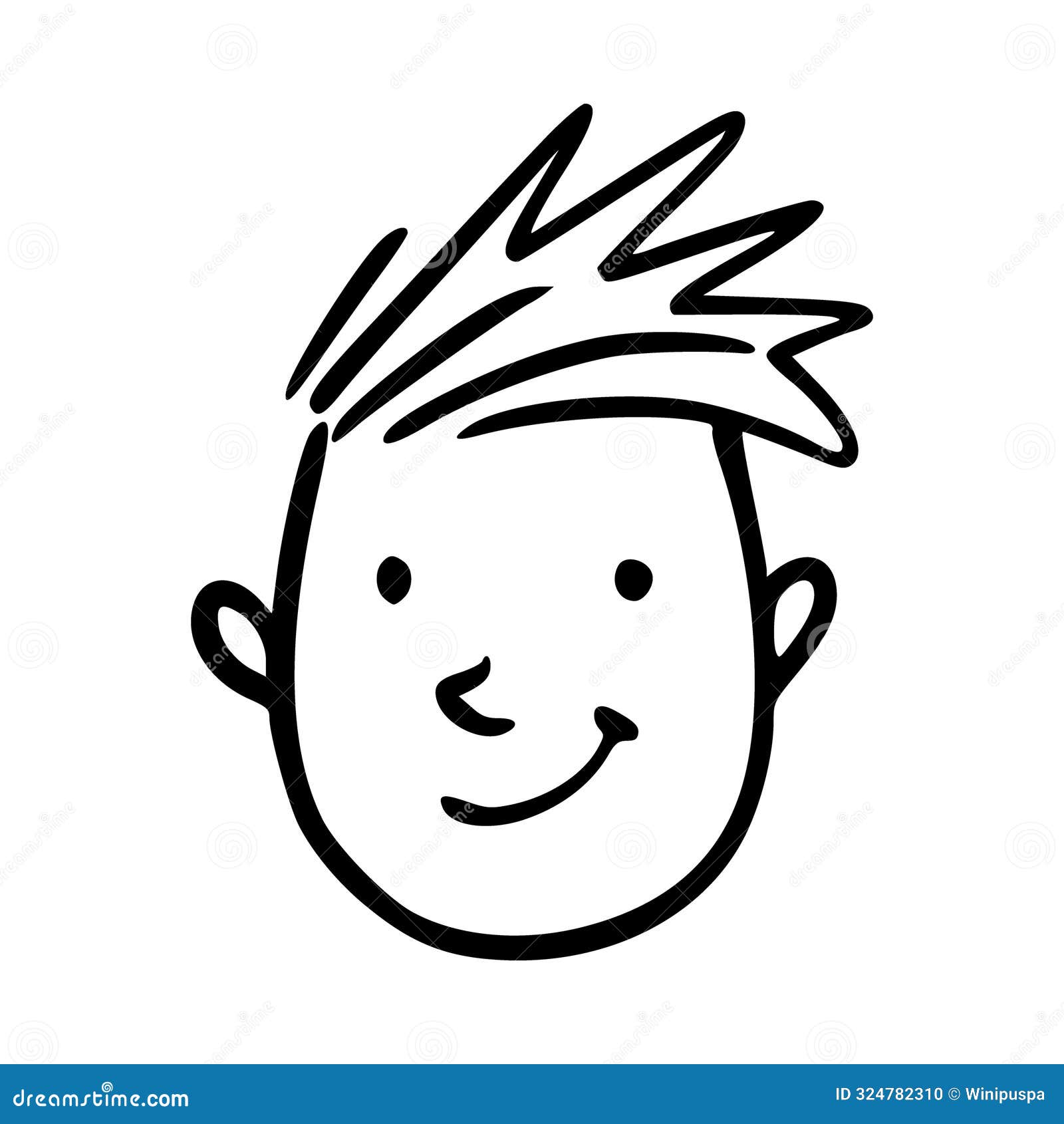 Doodle Children Head Cartoon Illustration Isolated in White Background ...