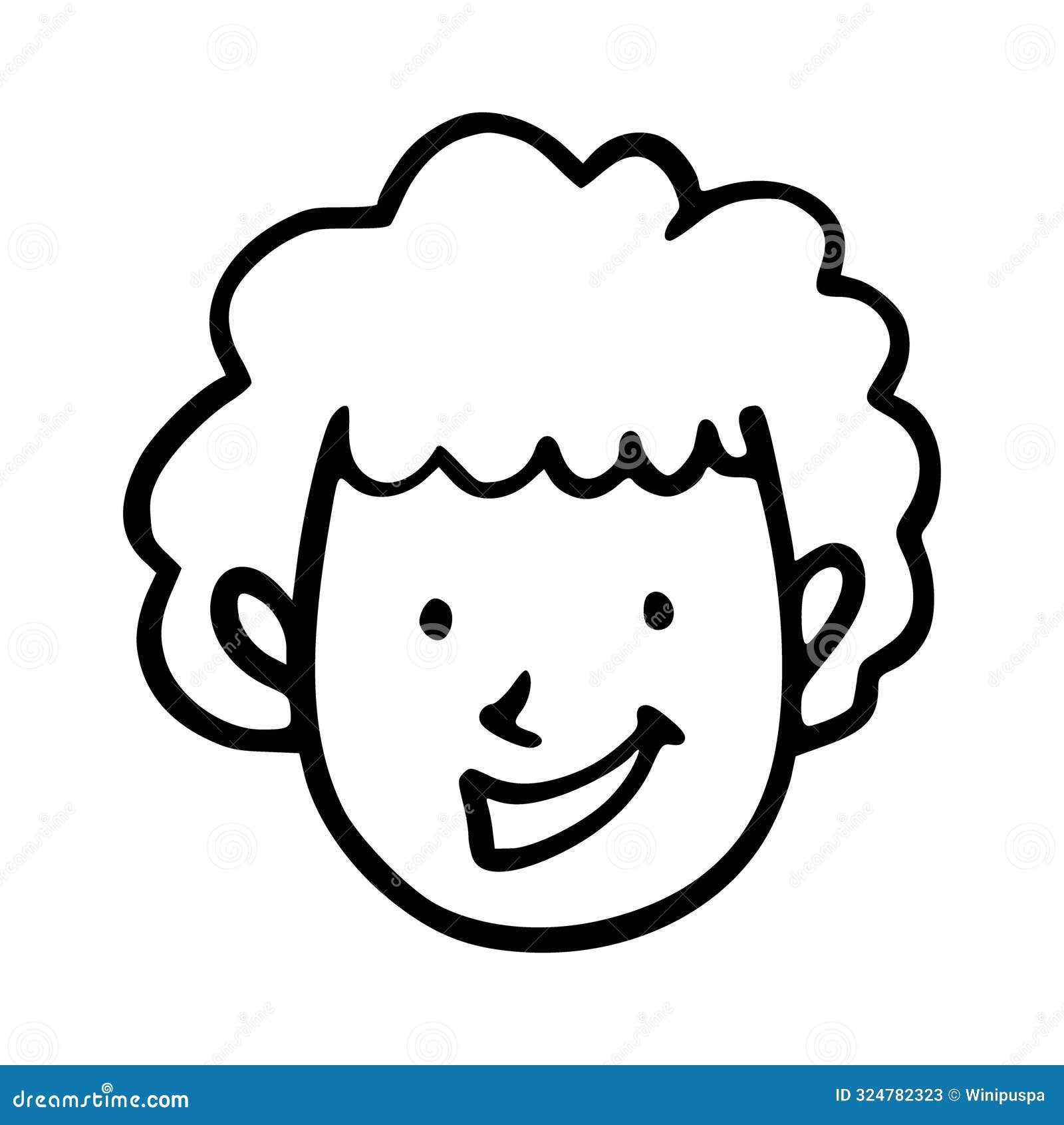 Doodle Children Head Cartoon Illustration Isolated in White Background ...