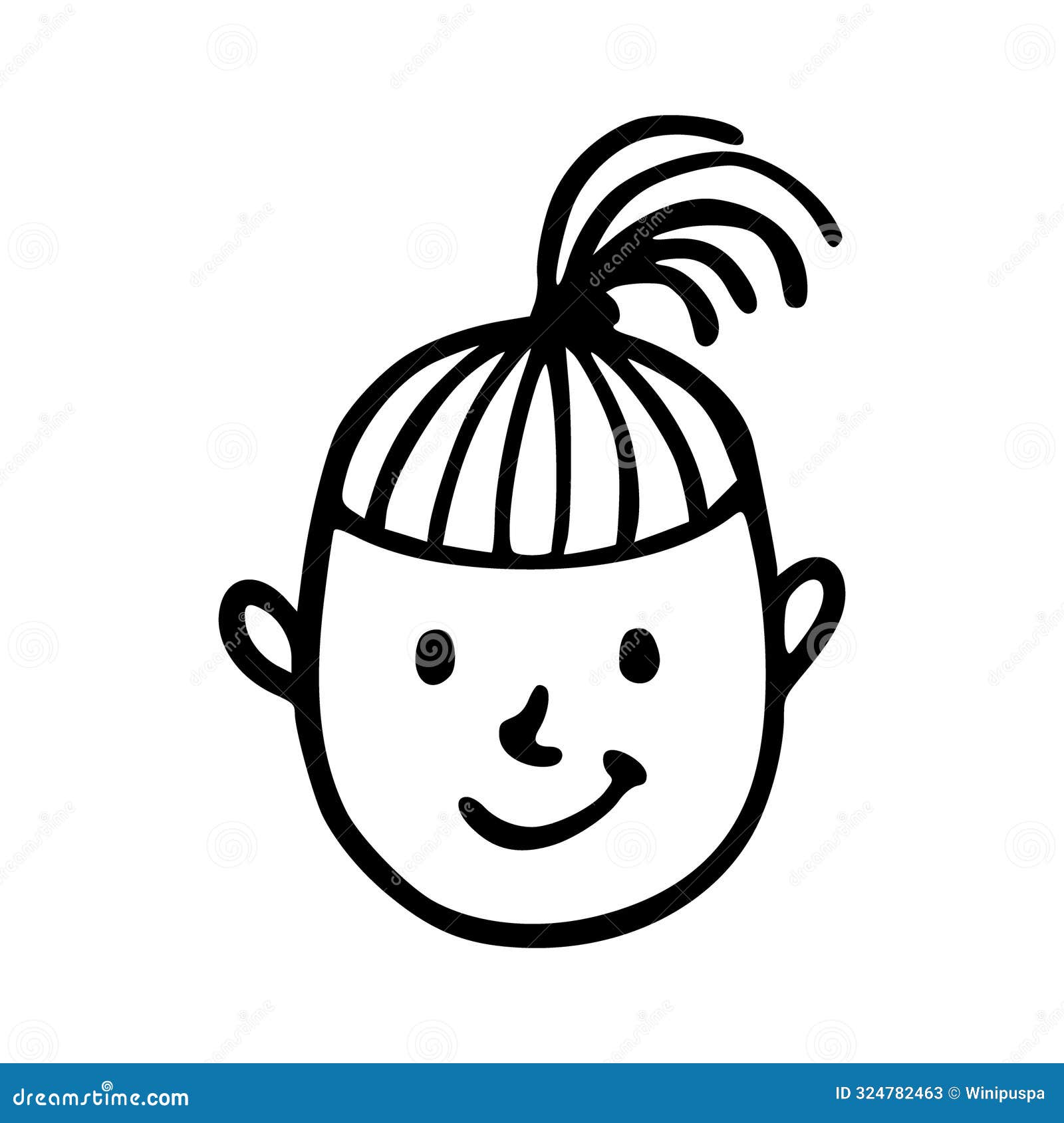 Doodle Children Head Cartoon Illustration Isolated in White Background ...