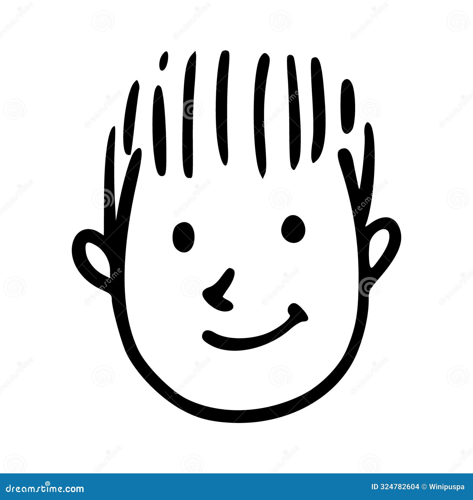 Doodle Children Head Cartoon Illustration Isolated in White Background ...