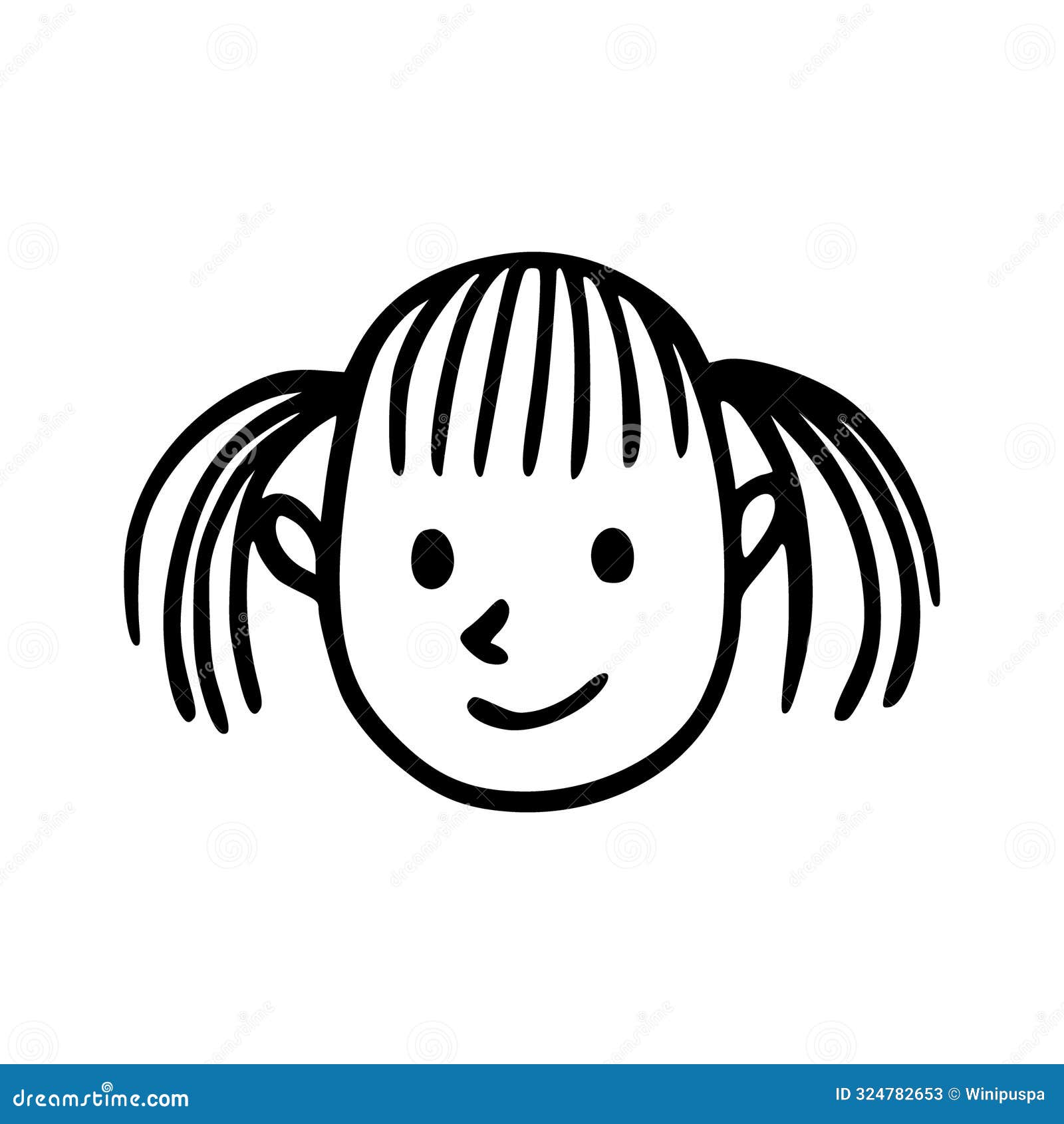 Doodle Children Head Cartoon Illustration Isolated in White Background ...