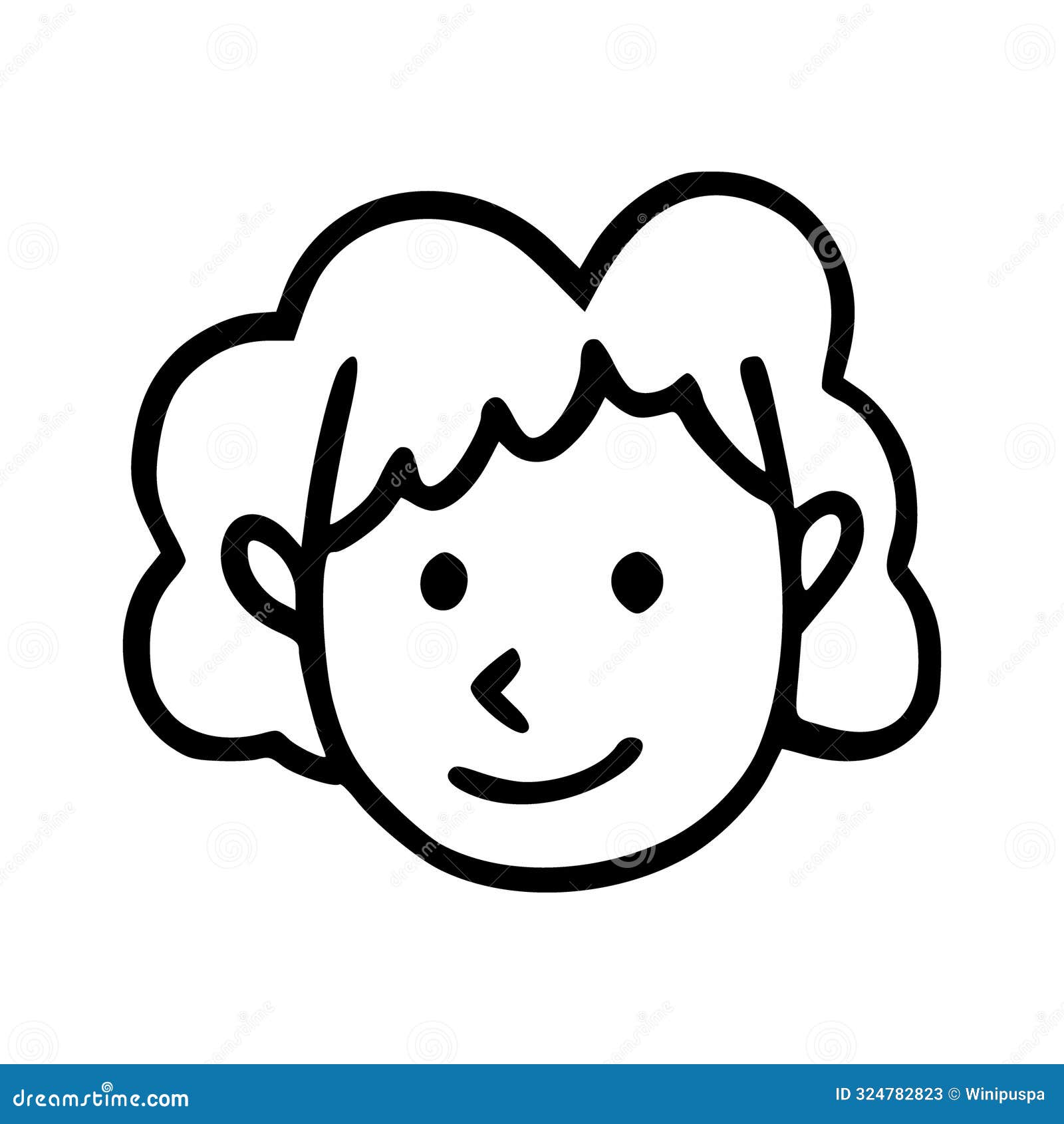 Doodle Children Head Cartoon Illustration Isolated in White Background ...
