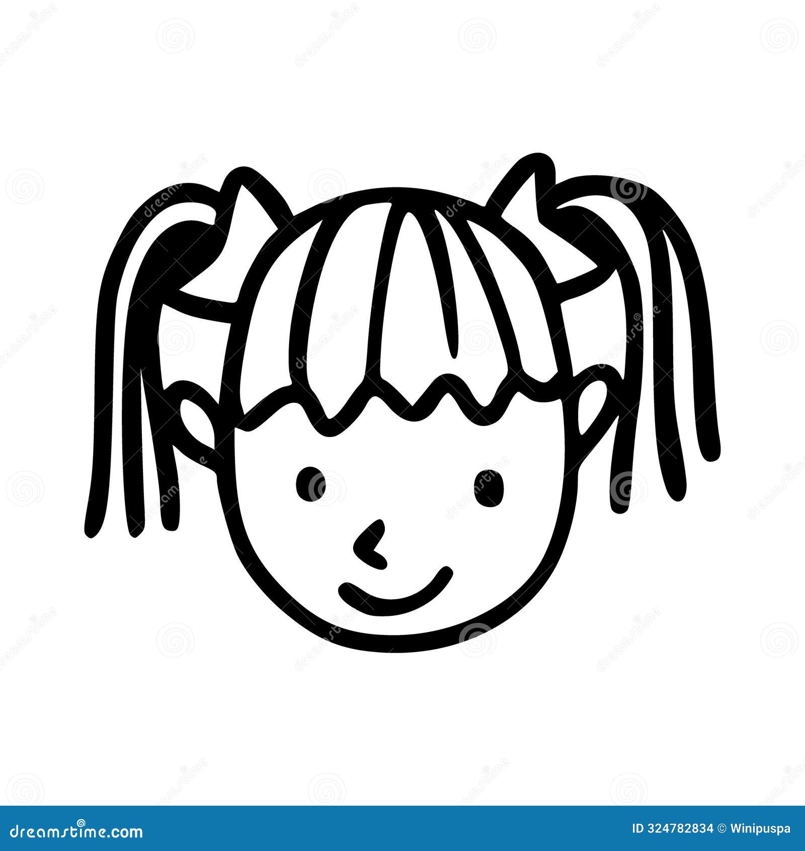 Doodle Children Head Cartoon Illustration Isolated in White Background ...