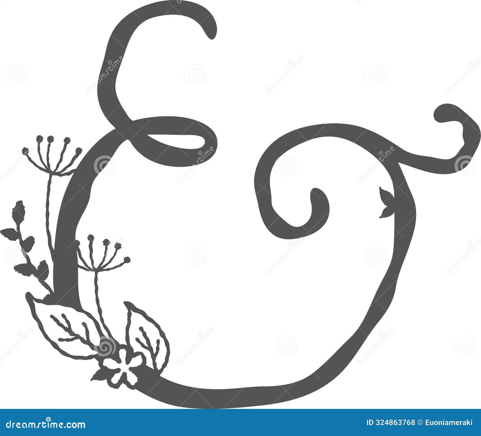 Floral Decorative Initial Alphabet Monogram Design in Elegant Capital ...