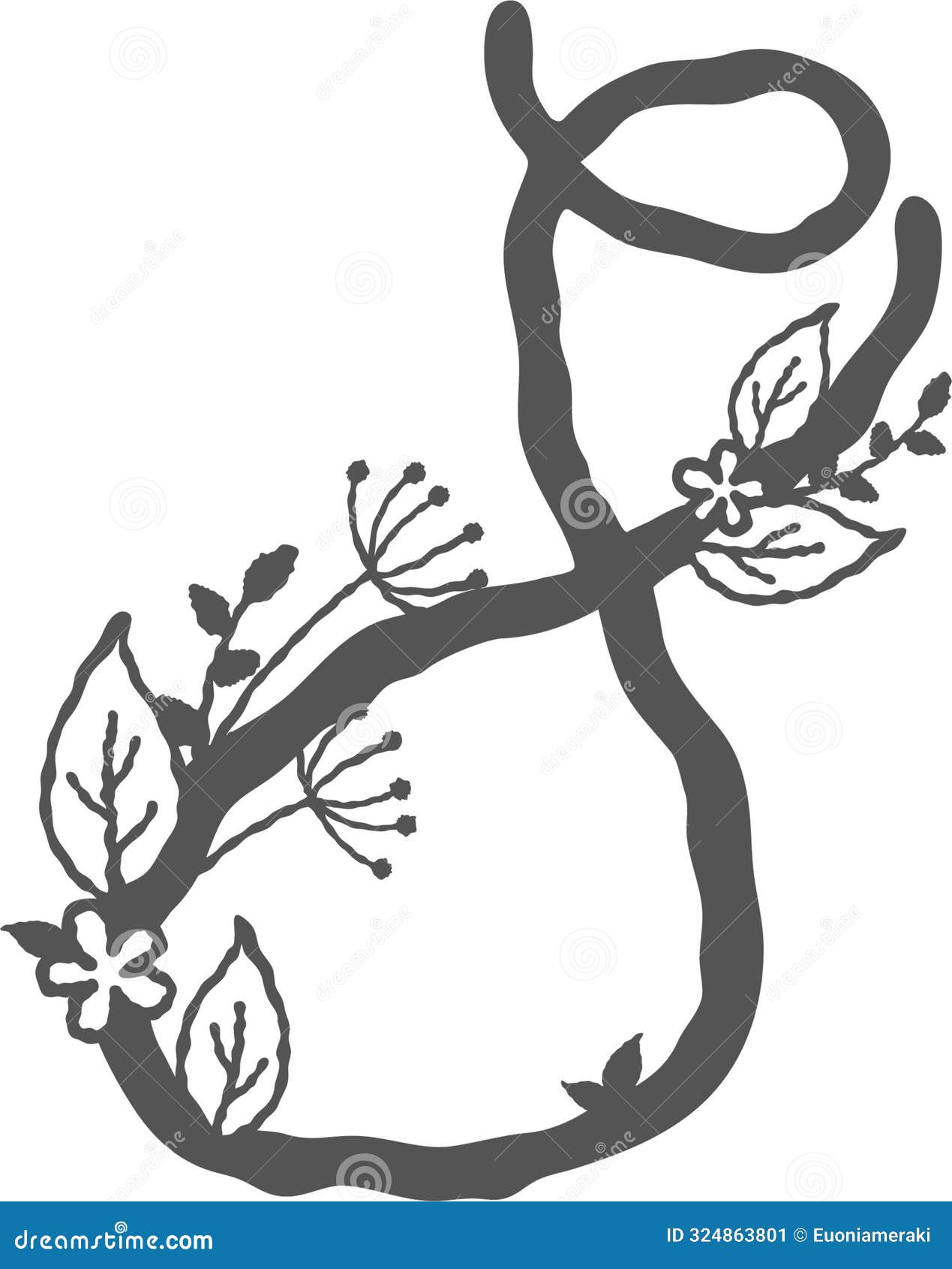 Floral Decorative Initial Alphabet Monogram Design in Elegant Capital ...