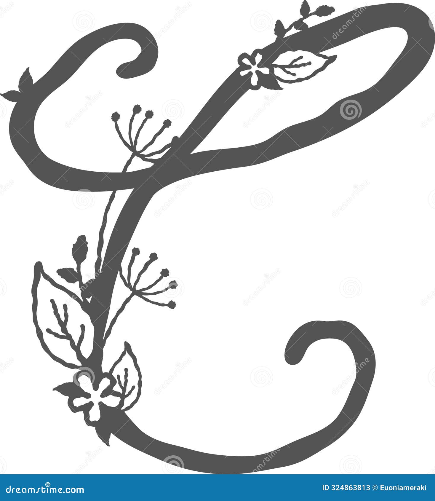 Floral Decorative Initial Alphabet Monogram Design in Elegant Capital ...