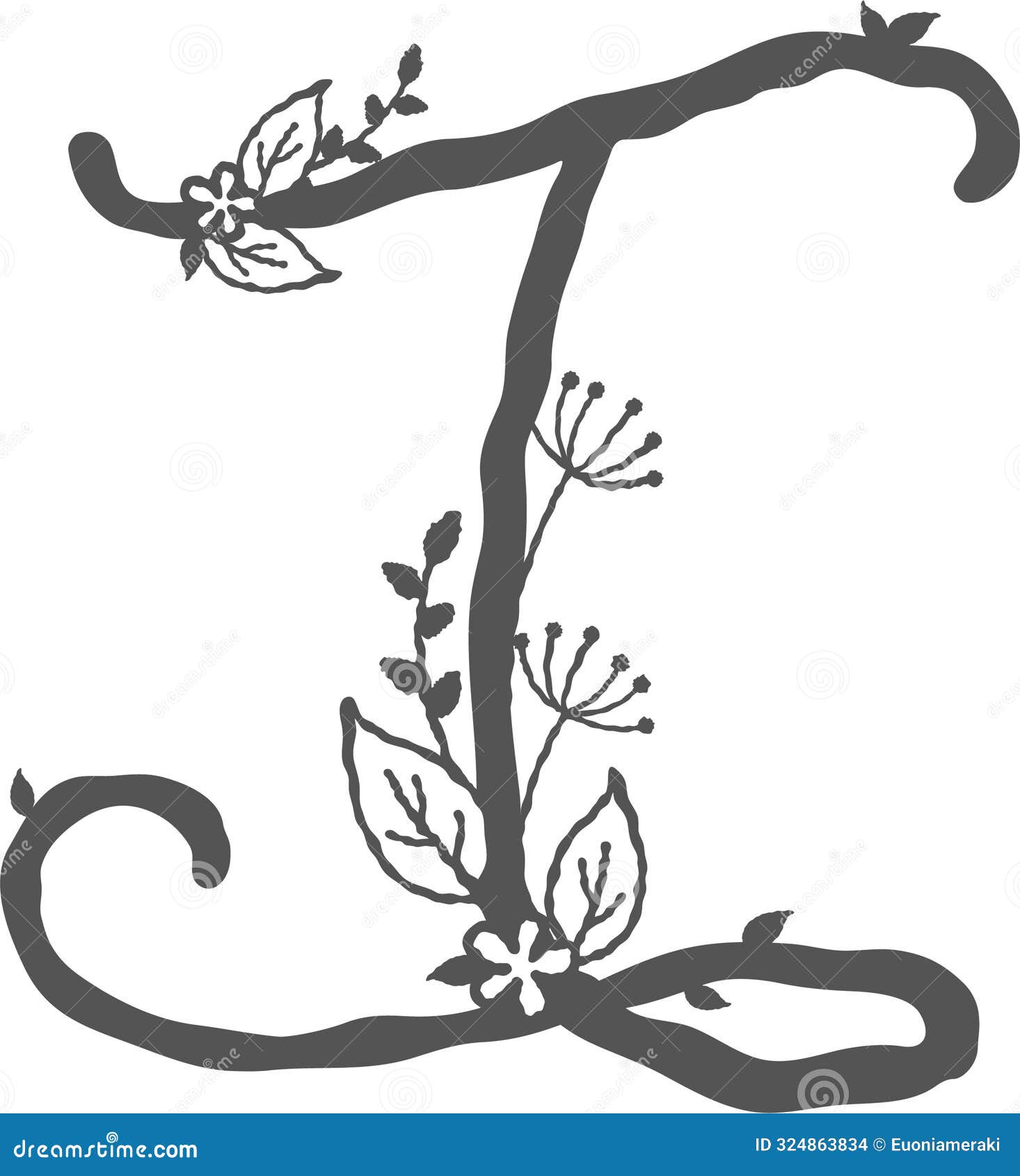 Floral Decorative Initial Alphabet Monogram Design in Elegant Capital ...