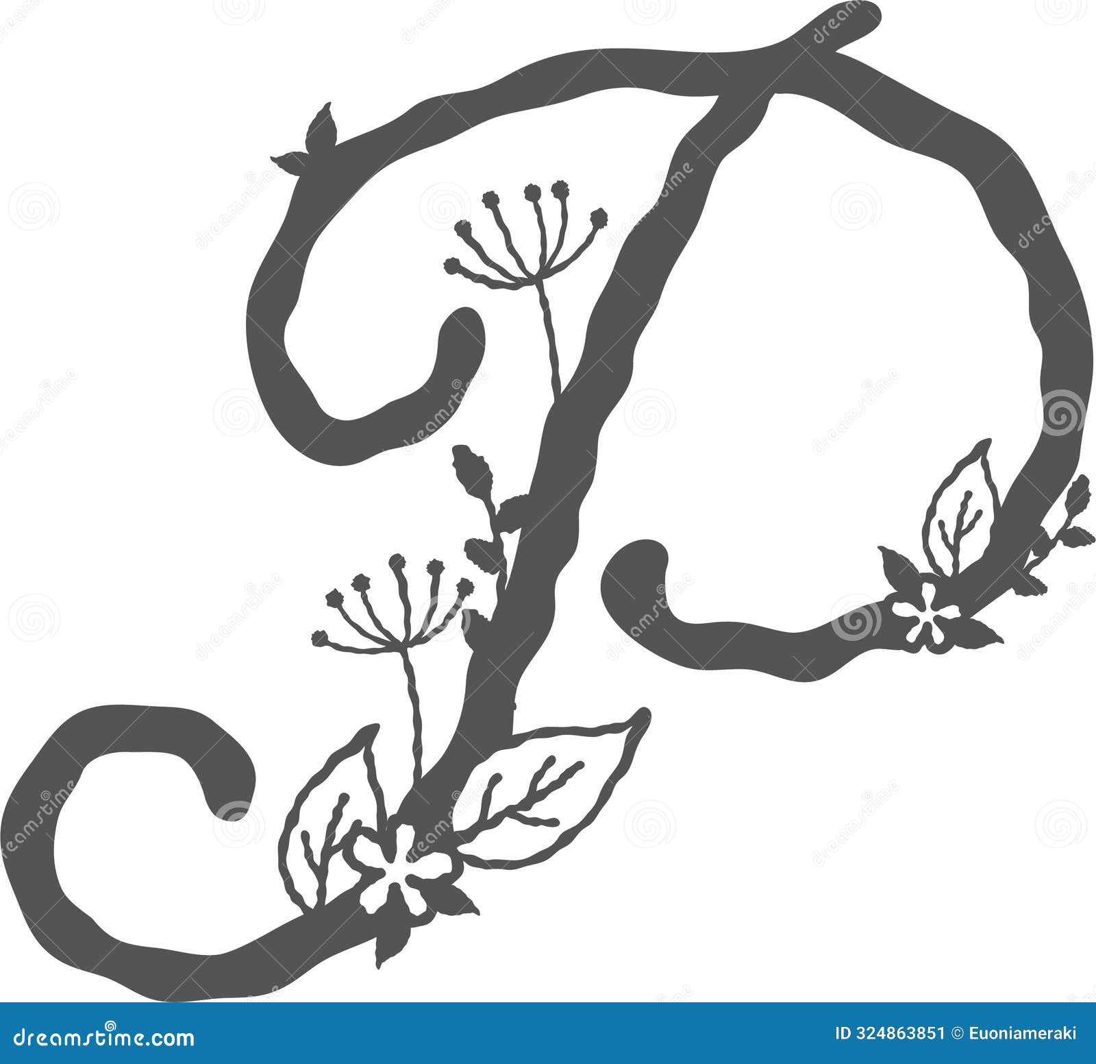 Floral Decorative Initial Alphabet Monogram Design in Elegant Capital ...