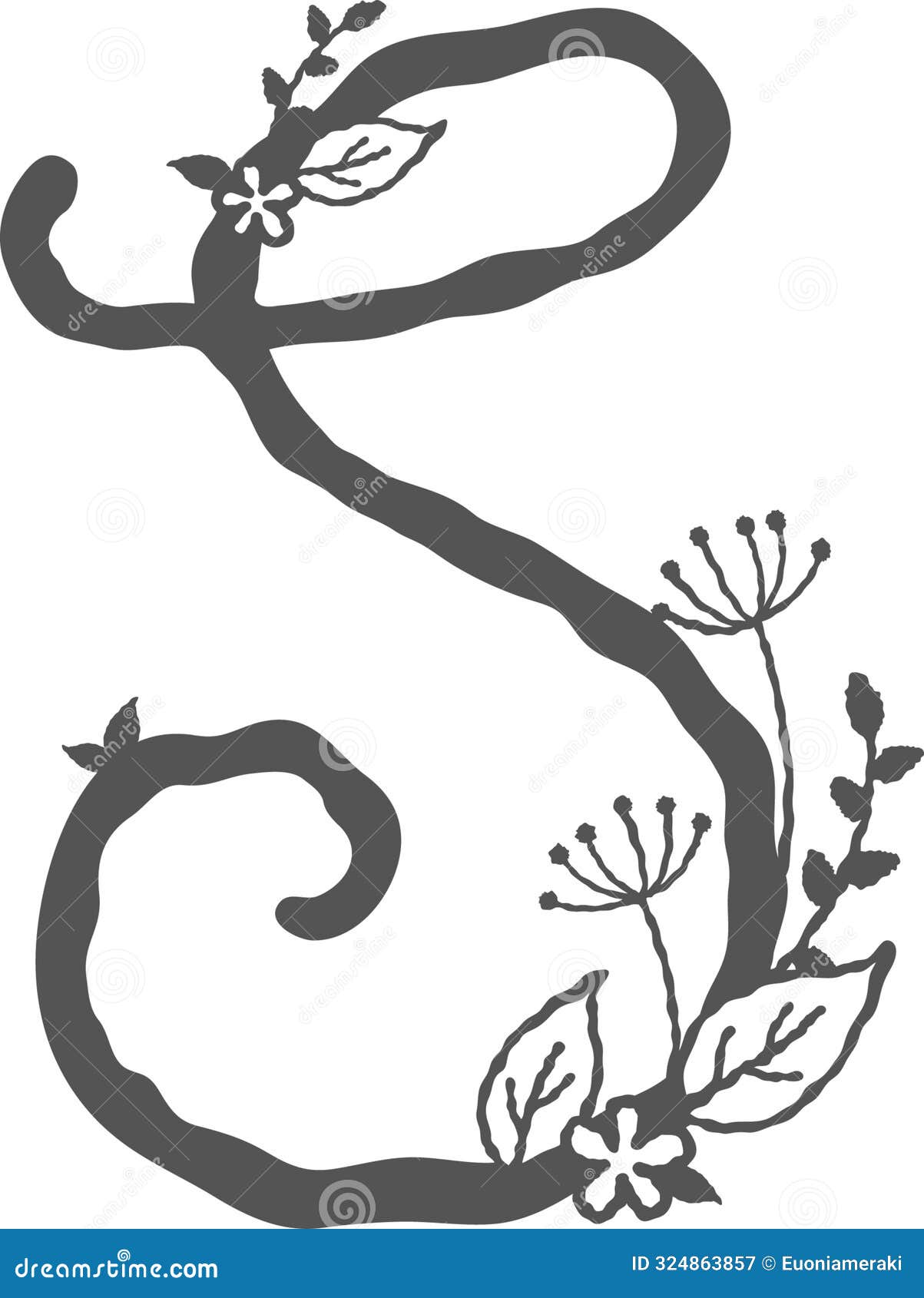 Floral Decorative Initial Alphabet Monogram Design in Elegant Capital ...