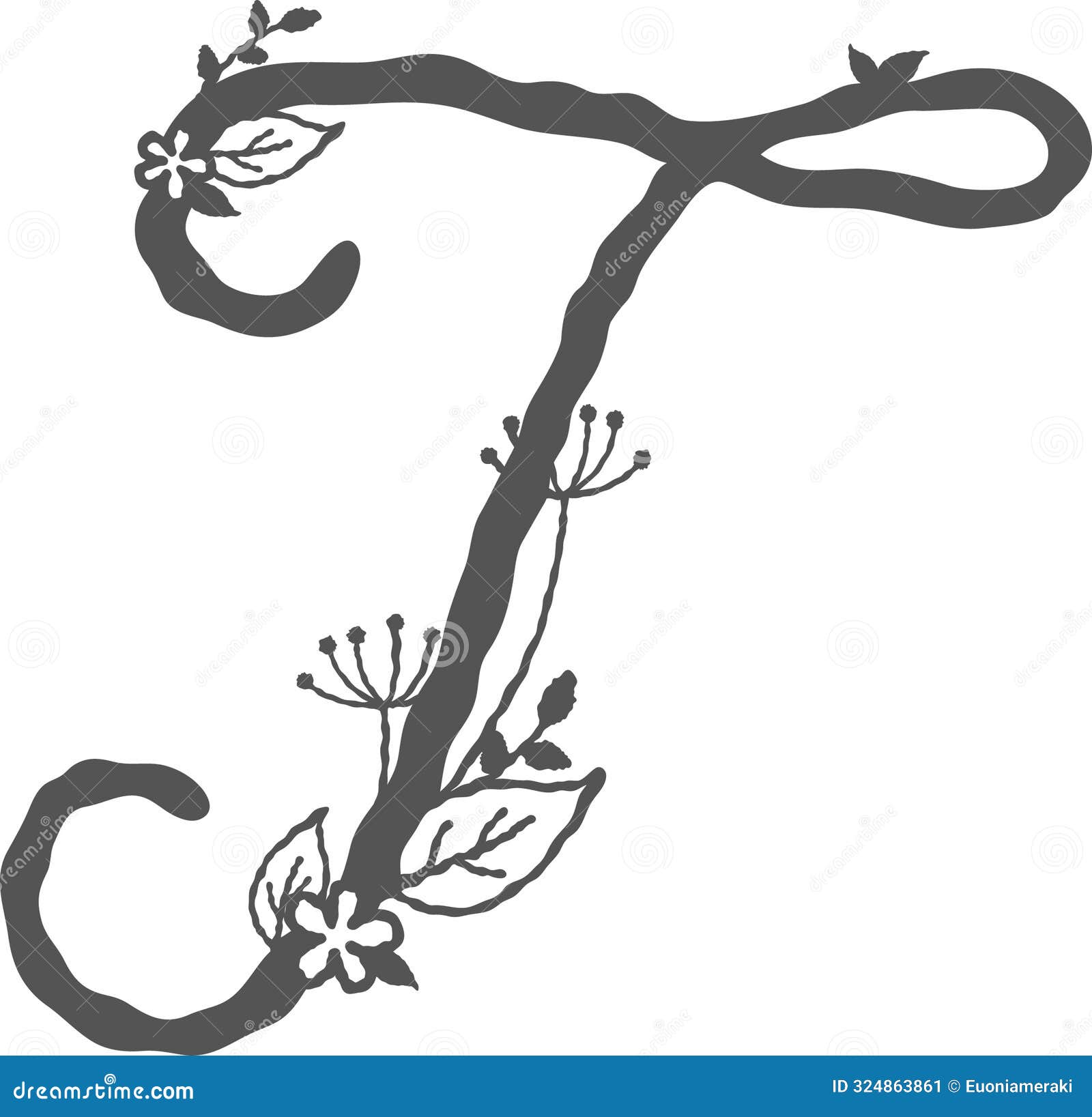 Floral Decorative Initial Alphabet Monogram Design in Elegant Capital ...