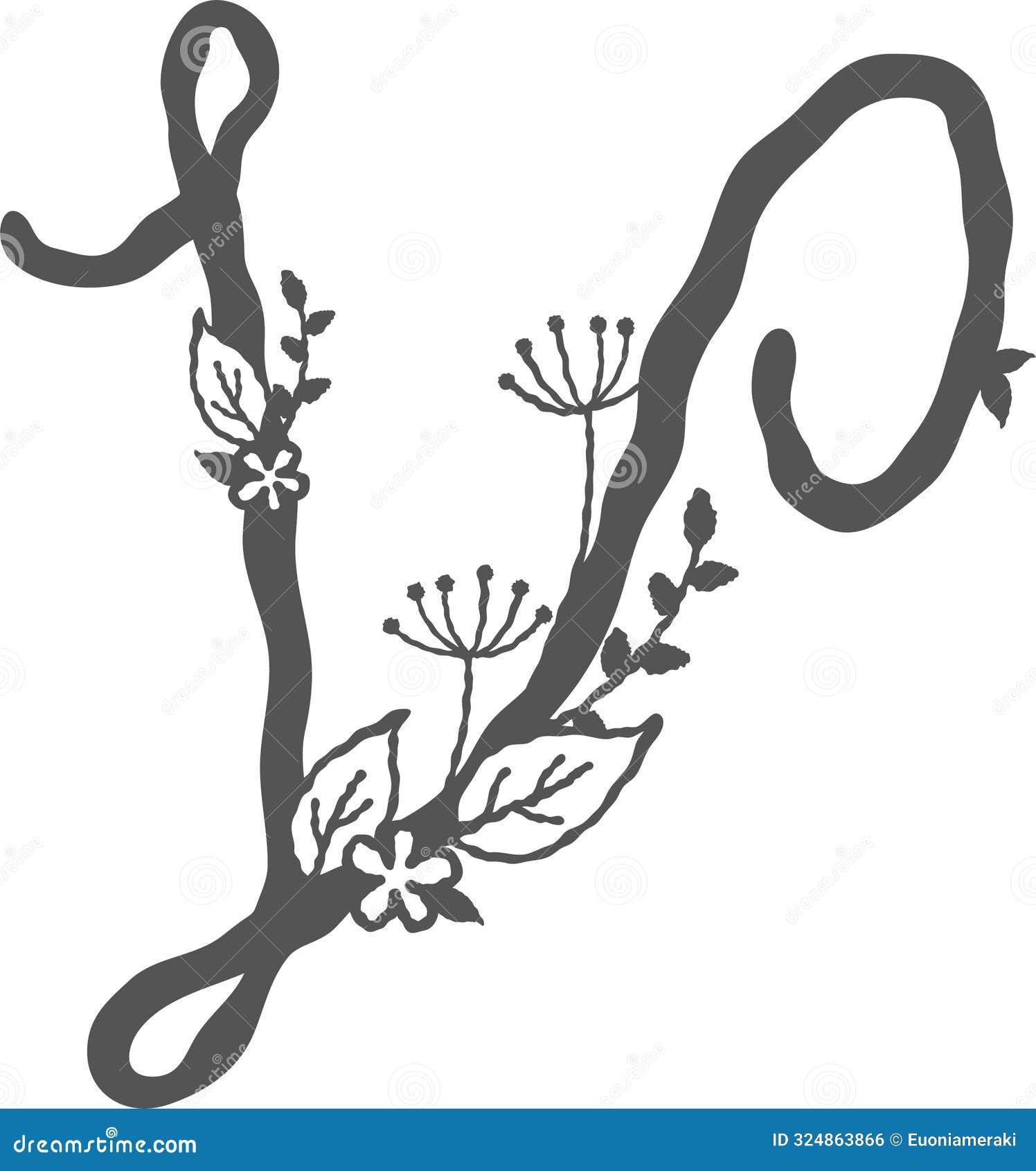 Floral Decorative Initial Alphabet Monogram Design in Elegant Capital ...