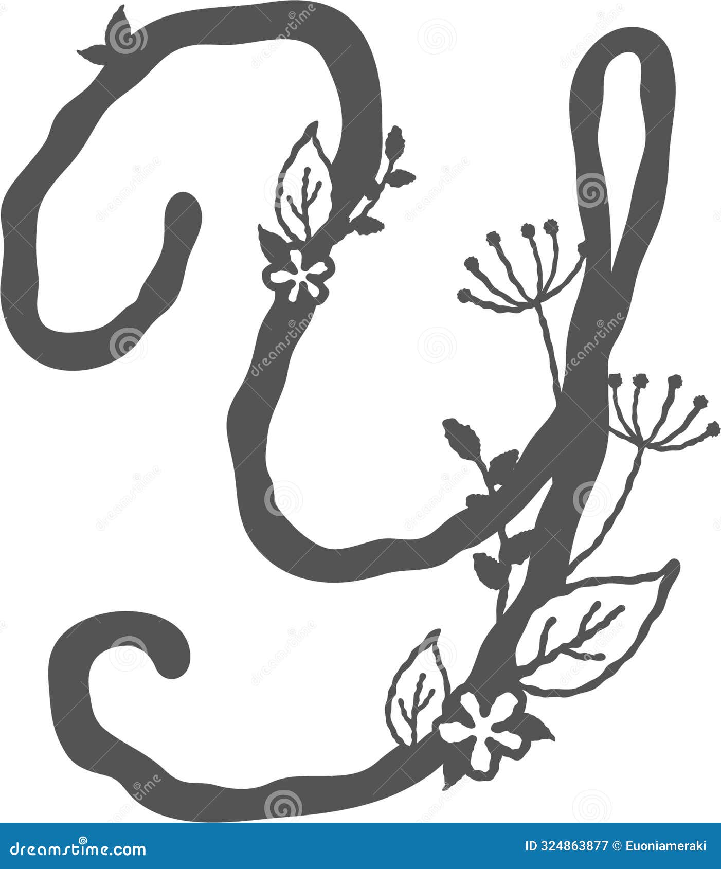 Floral Decorative Initial Alphabet Monogram Design in Elegant Capital ...