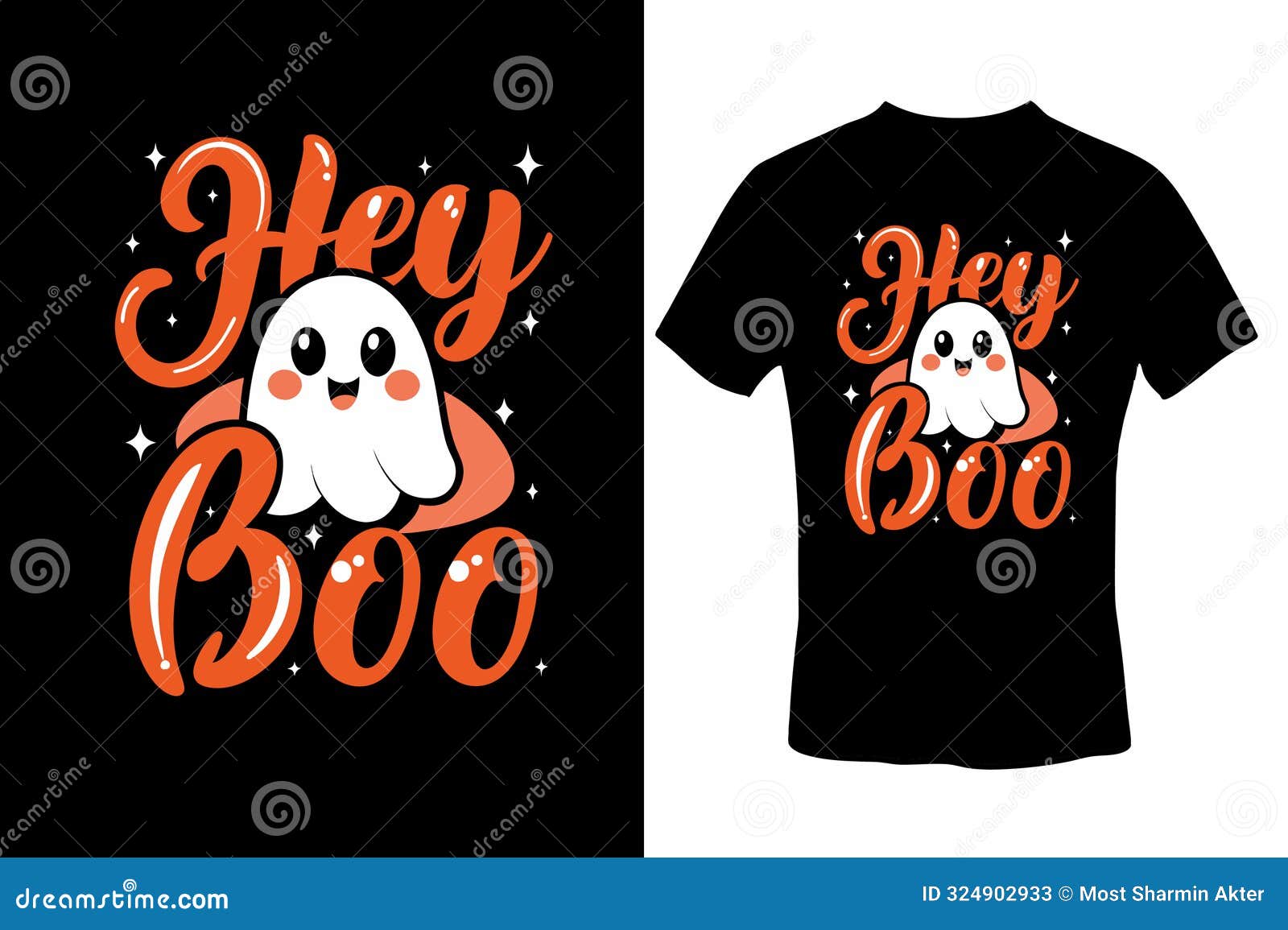 Happy Halloween Hey Boo T-Shirt Design Vector Illustration. Stock ...