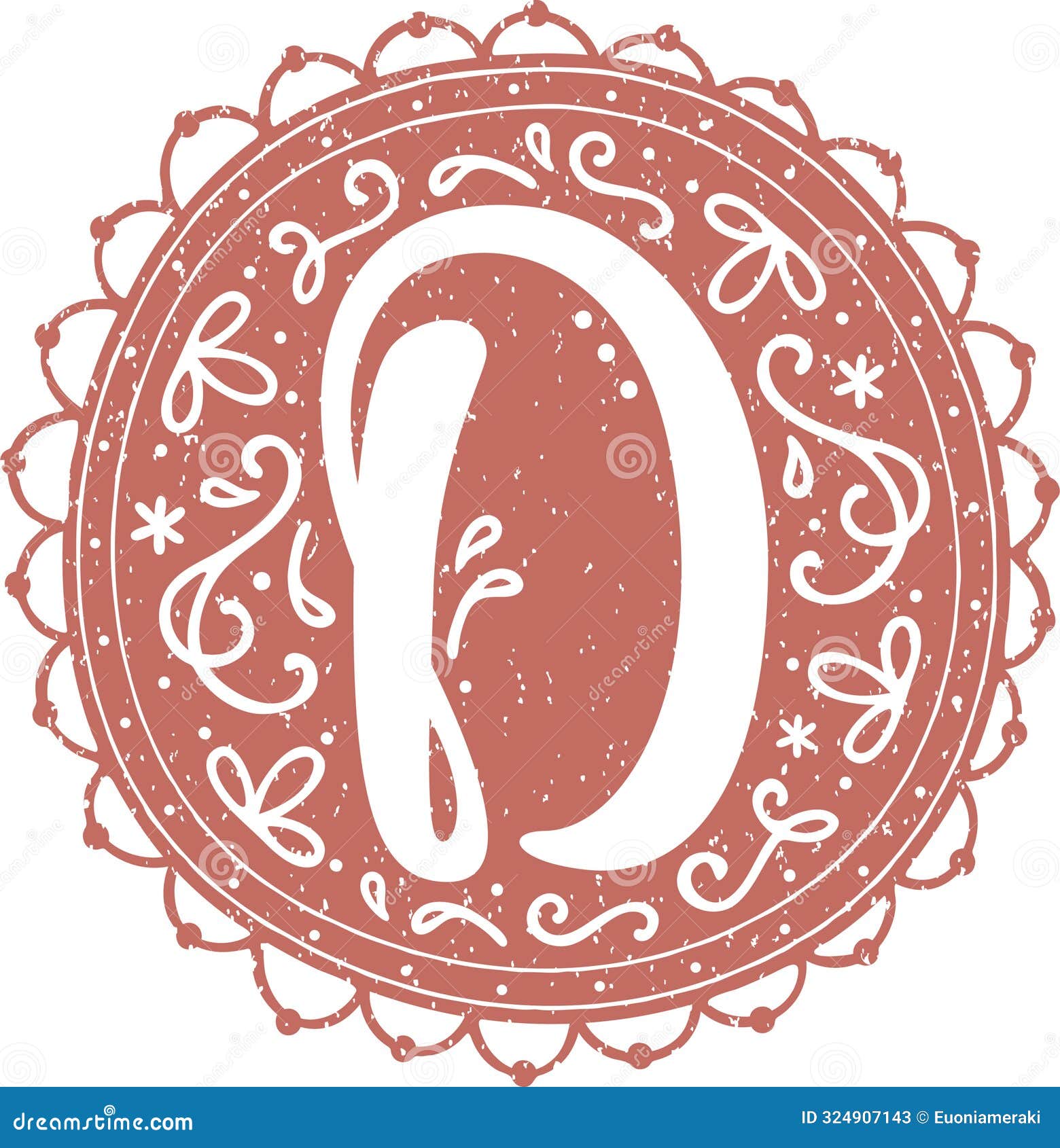 Decorative Floral Monogram in European Old Folk Design Alphabet D Stock ...