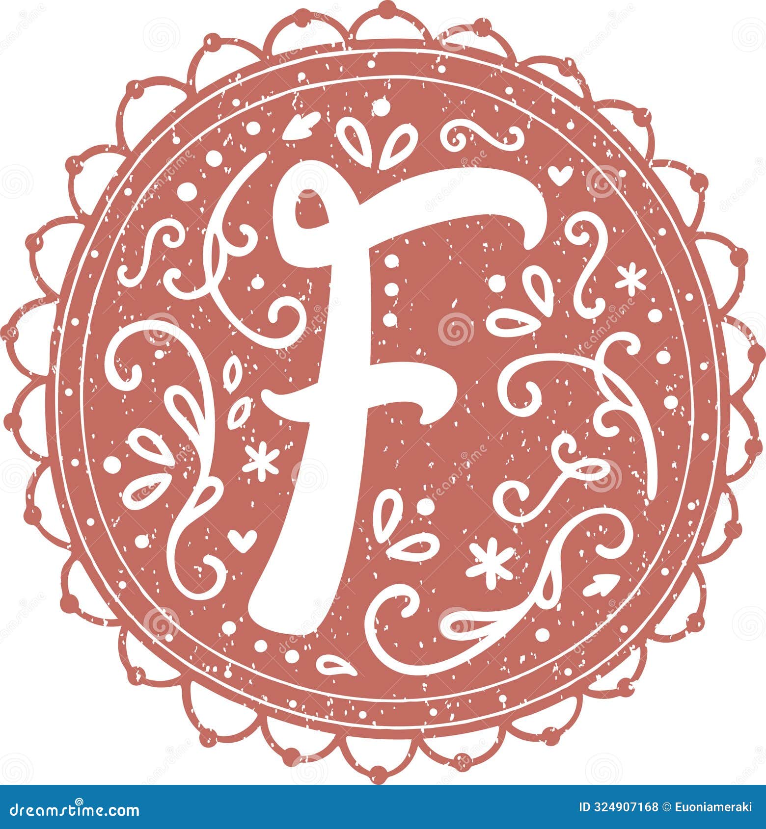 Decorative Floral Monogram in European Old Folk Design Alphabet F Stock ...