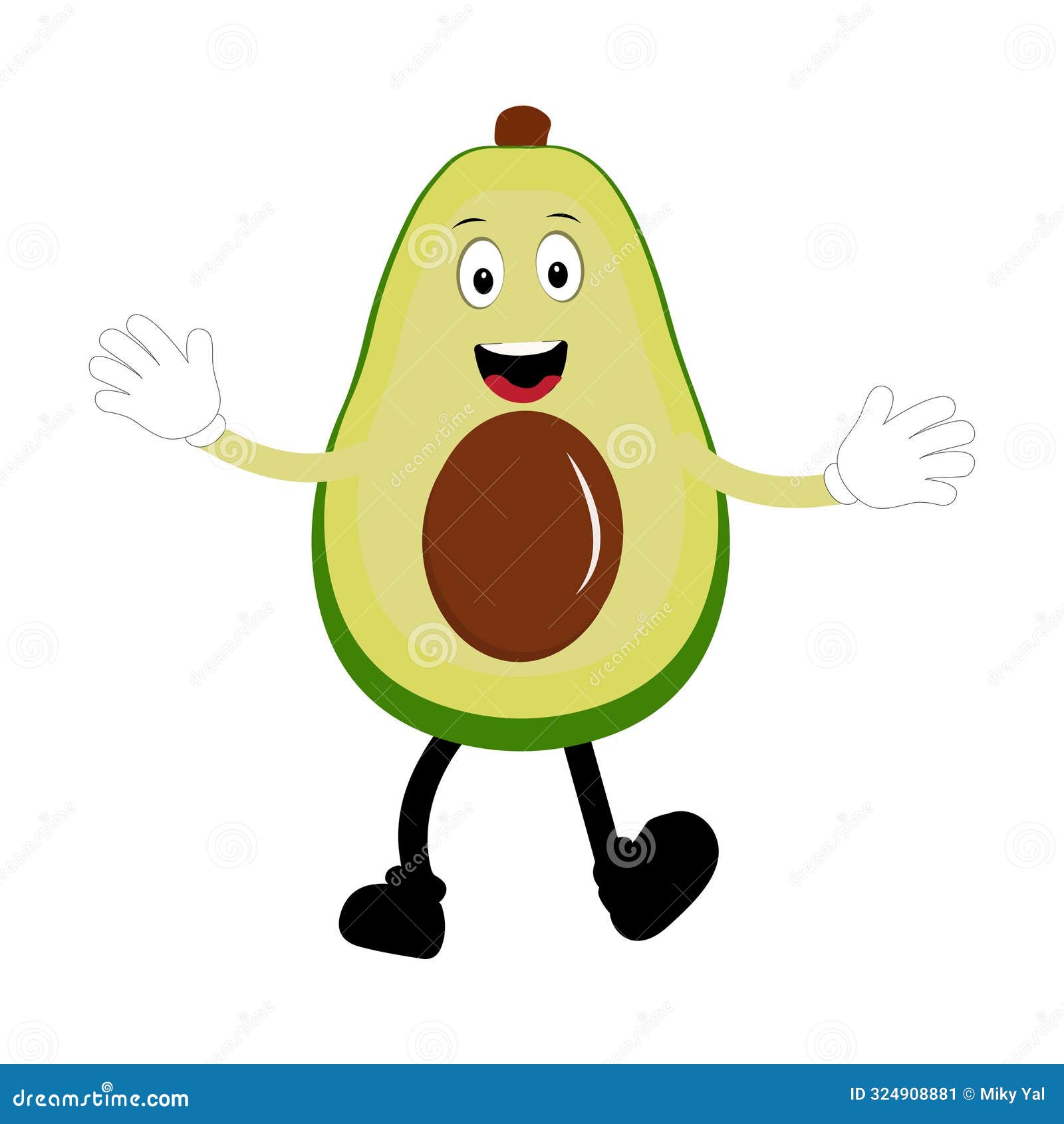 Cartoon Avocados Mascot Characters, Hand Drawn Doodle Style Cartoon ...