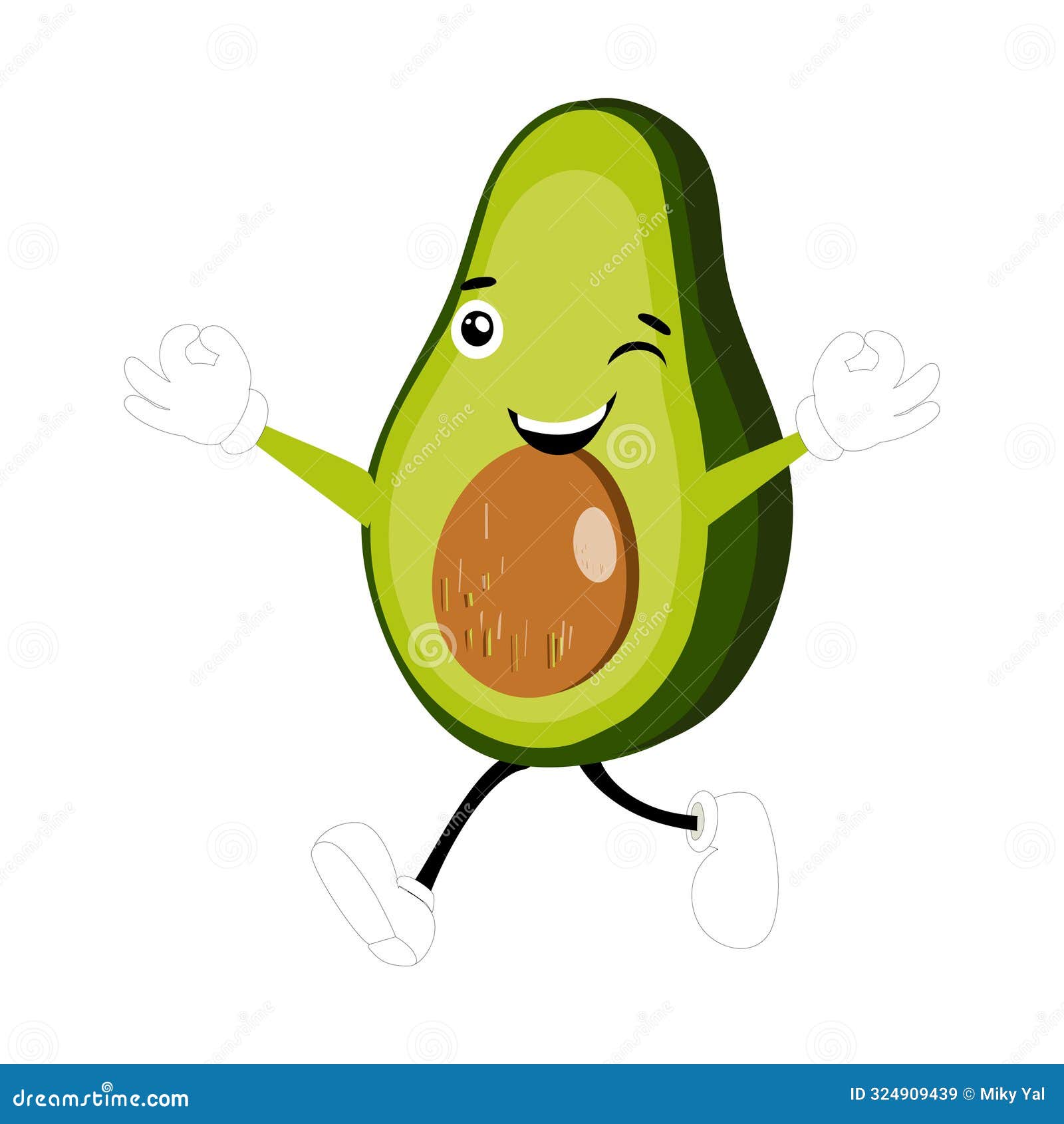 Cartoon Avocados Mascot Characters, Hand Drawn Doodle Style Cartoon ...